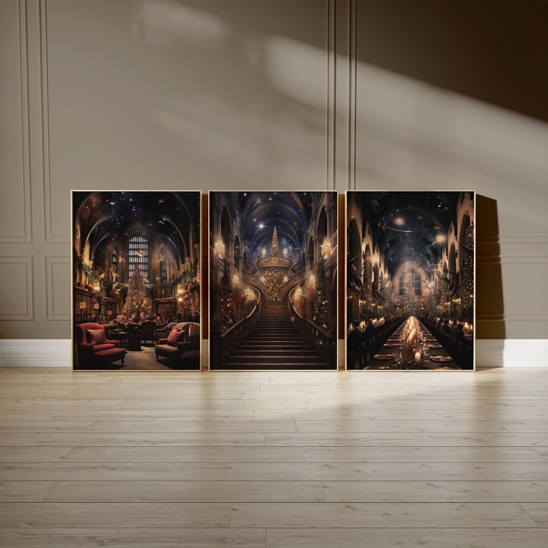 Magical Castle Poster, Enchanted School Wall Art, Fantasy Christmas ...