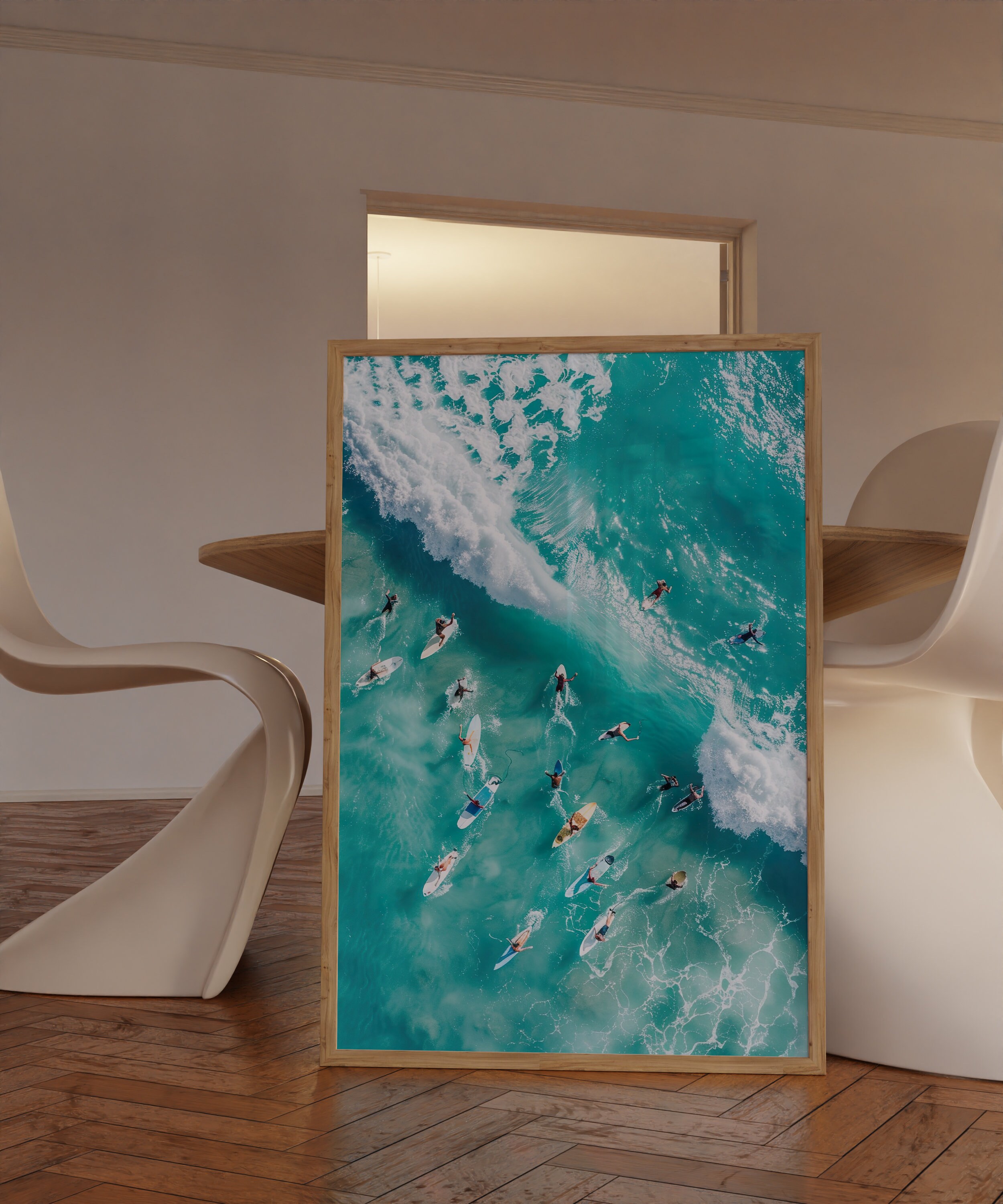 Aerial Surfers Poster, Surf Wall Art, Aerial View, Aerial Surf, Surfing ...