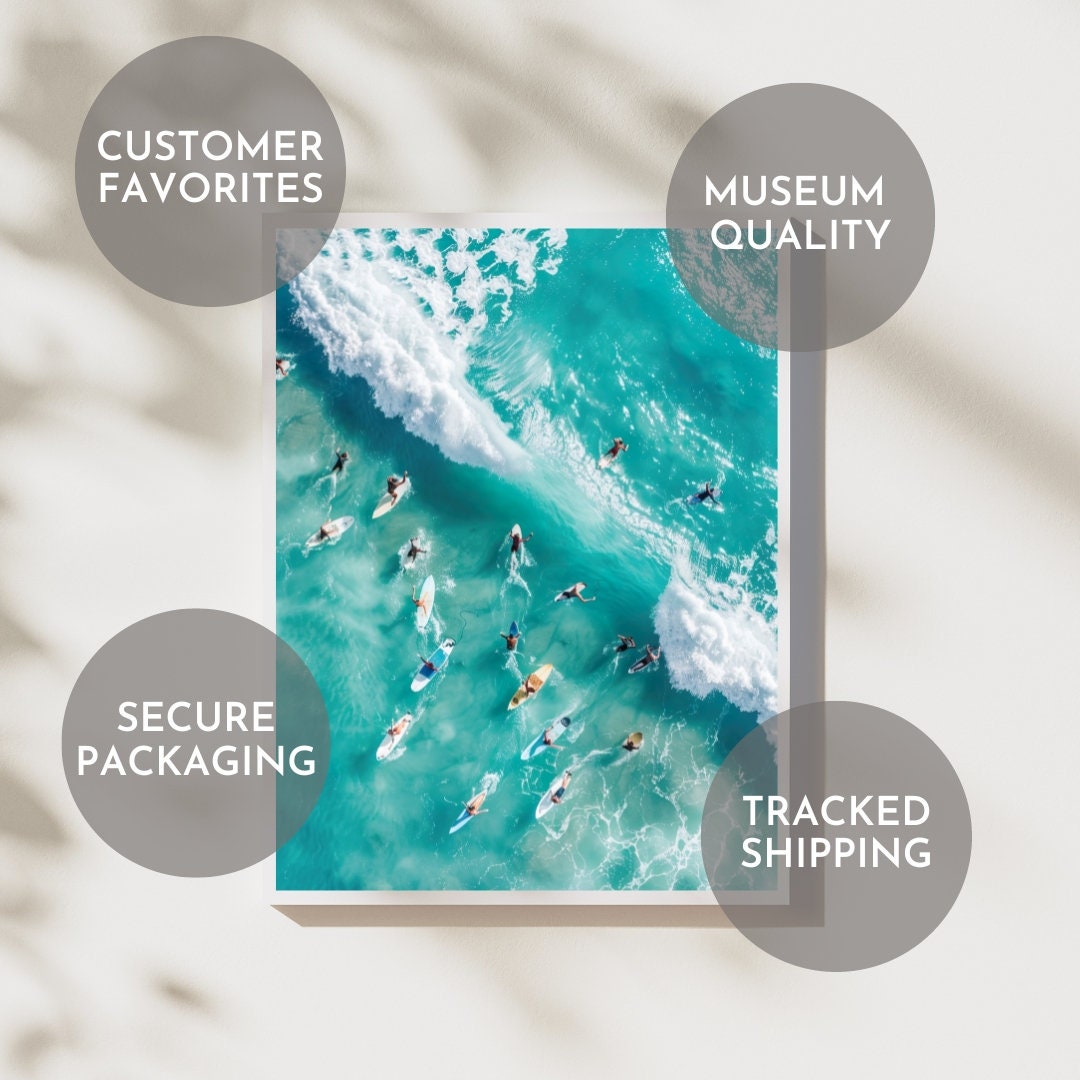 Aerial Surfers Poster, Surf Wall Art, Aerial View, Aerial Surf, Surfing ...