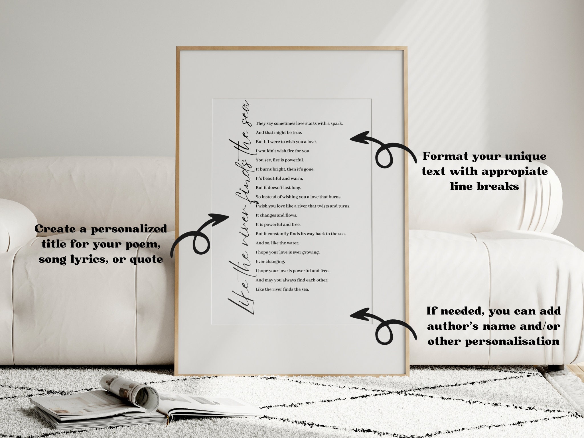 Personalised Poem Print, Custom Text Print Unframed, Customisable Poem ...