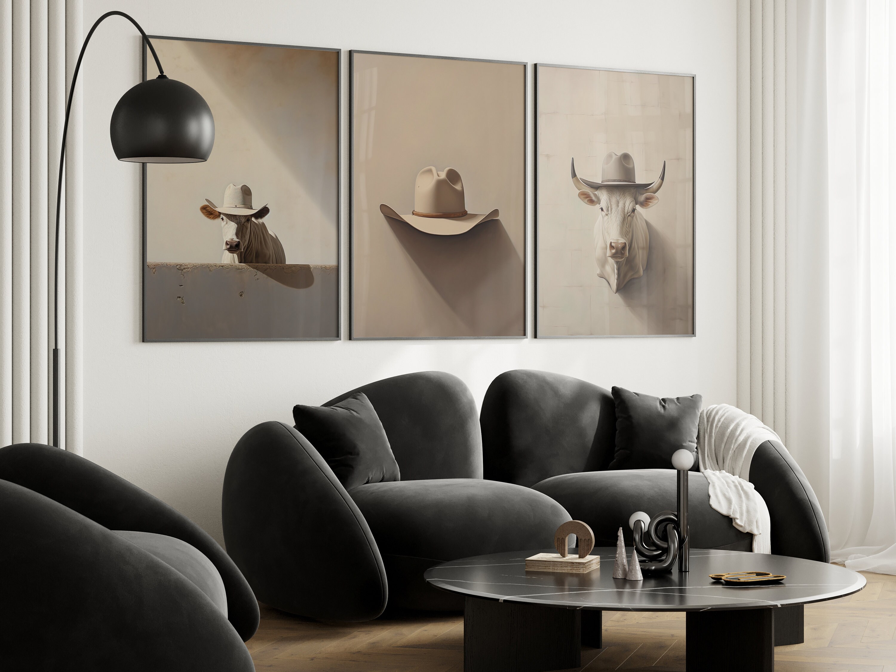 Highland Cow Gallery Wall Set, Preppy Western Prints, Rustic Western ...