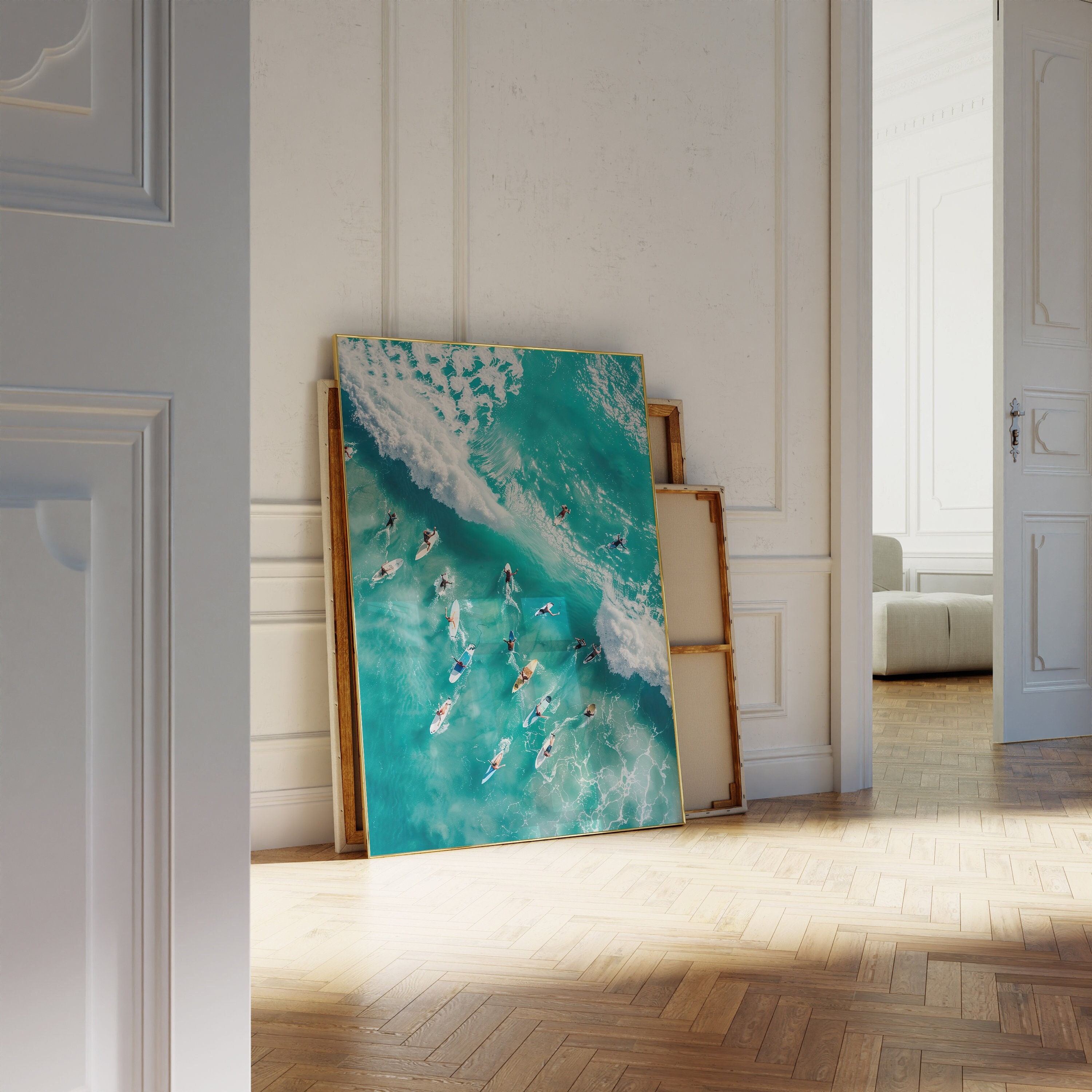 Aerial Surfers Poster, Surf Wall Art, Aerial View, Aerial Surf, Surfing ...