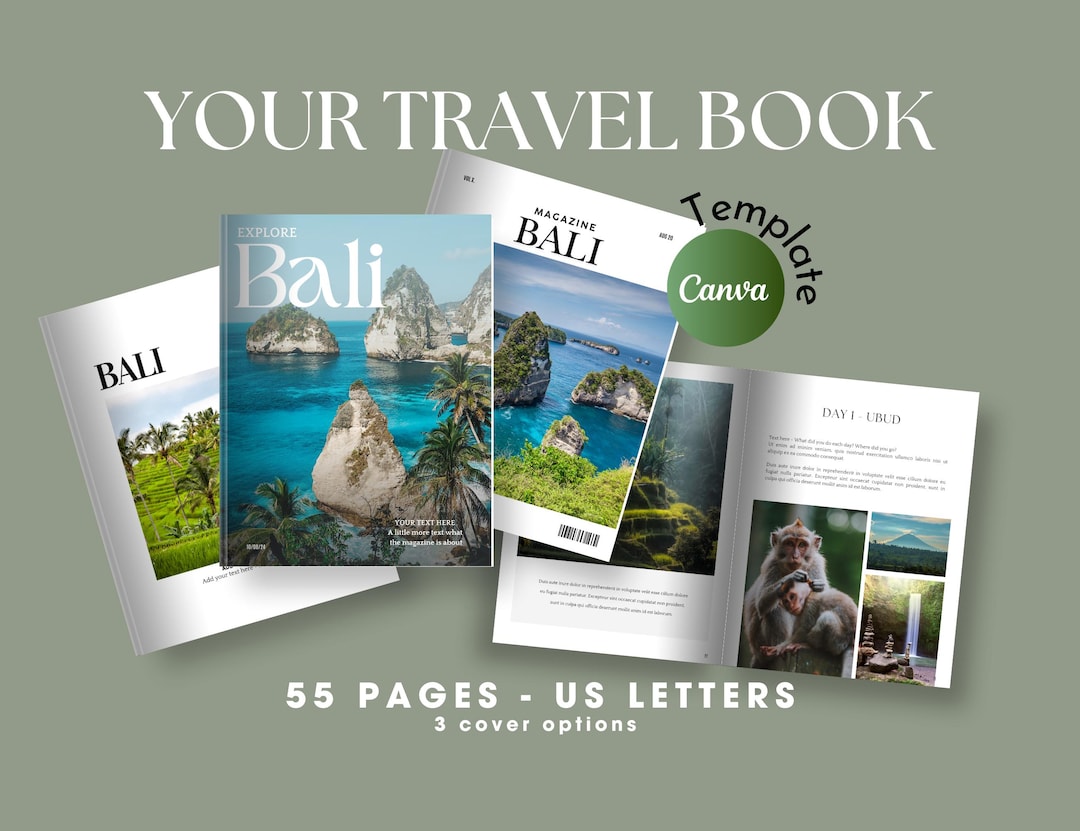 Editable Travelbook Template, Editable Travel Magazine Template, Custom ...