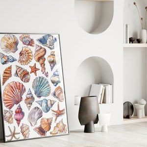 Seashells Art Printable, Seashells Art, Coastal Cowgirl Aesthetic Print ...