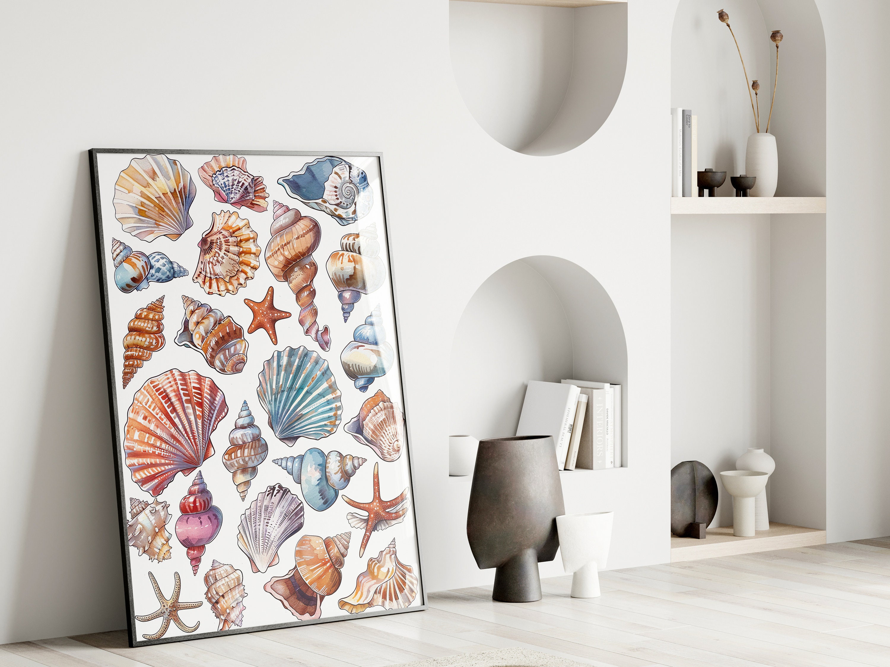 Seashells Art Printable, Seashells Art, Coastal Cowgirl Aesthetic Print ...