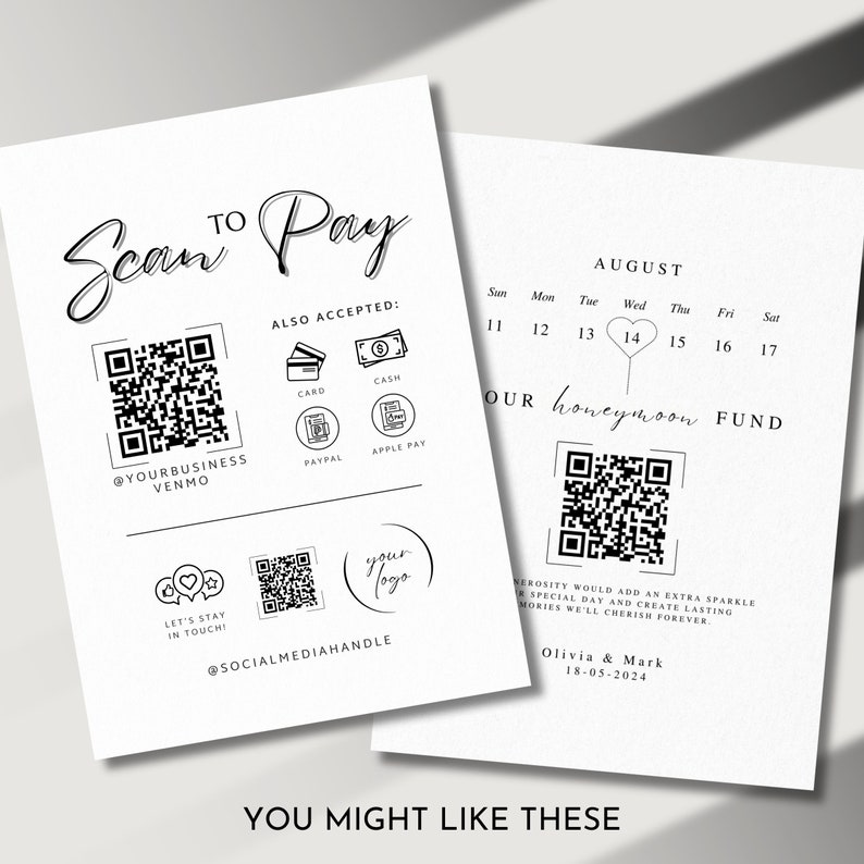 Scan to Pay Sign, QR Code Sign Template, Small Business Marketing ...