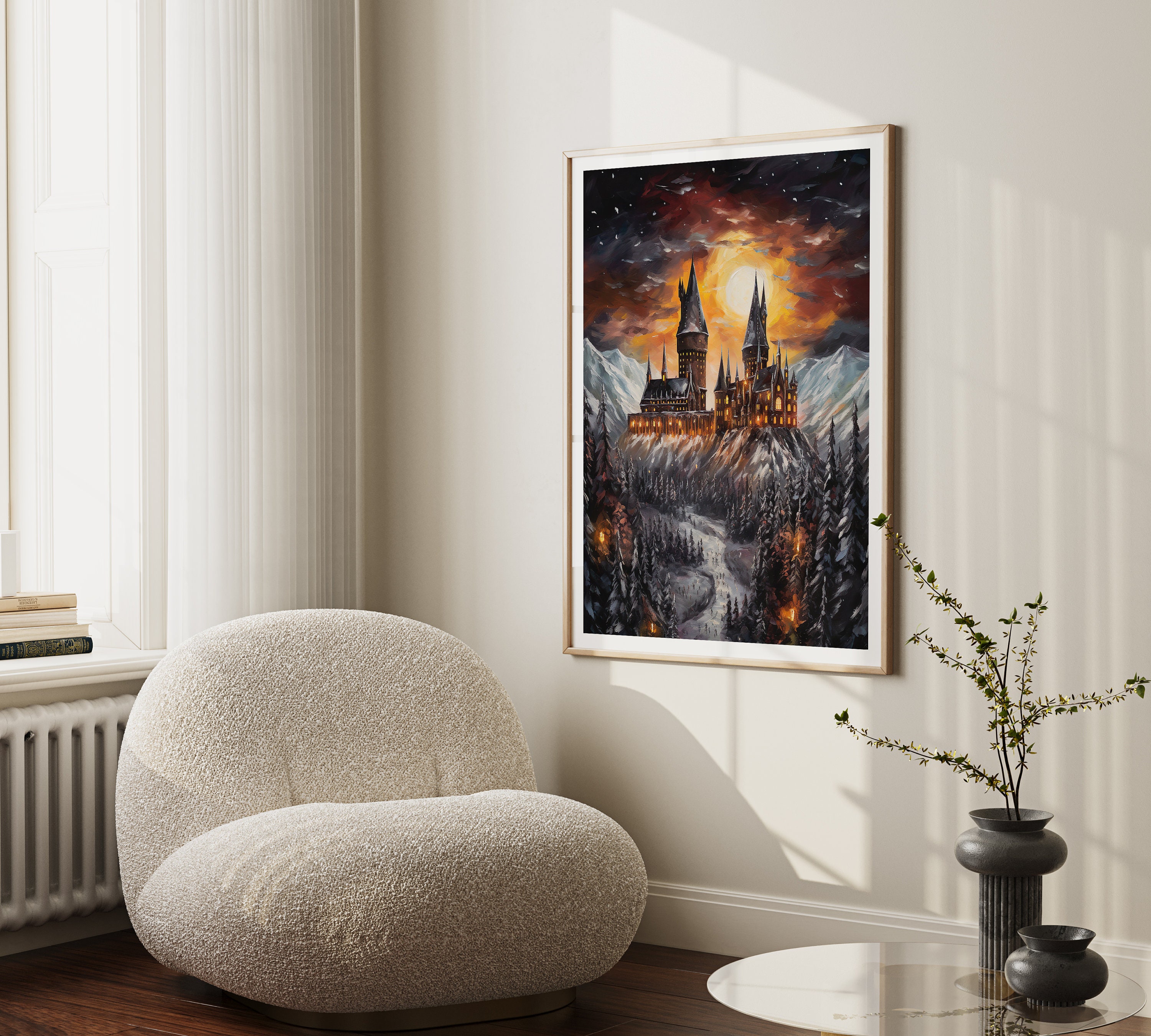 Wizarding Inspired Painting Poster, HP Wall Art, Mystical Castle Print ...