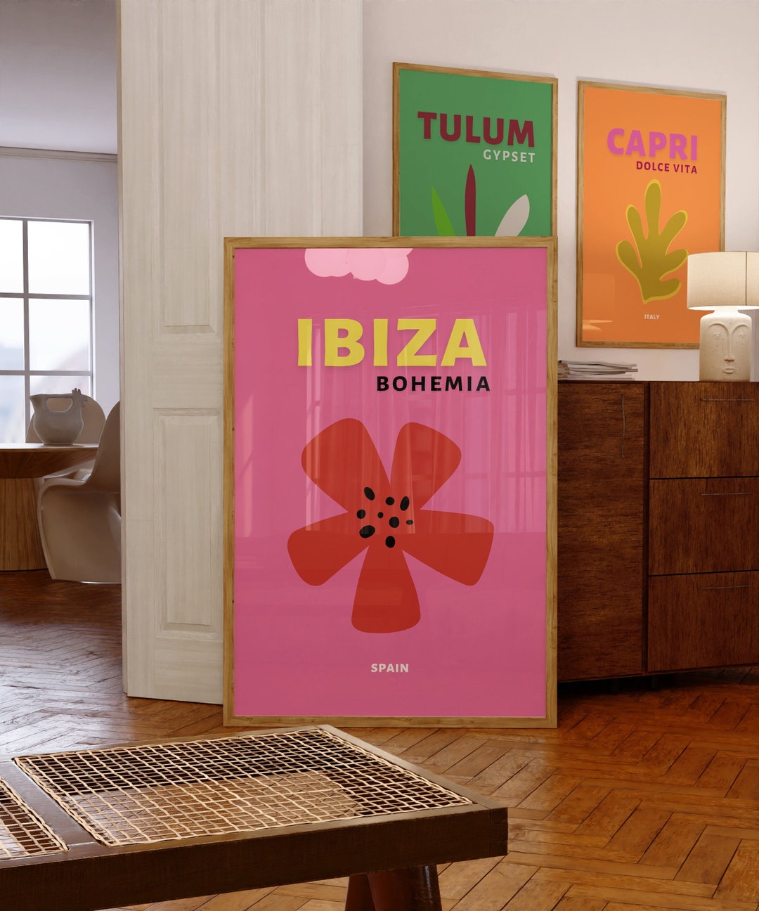 Preppy Travel Prints, Eclectic Travel Famous Places Prints, Ibiza Capri ...