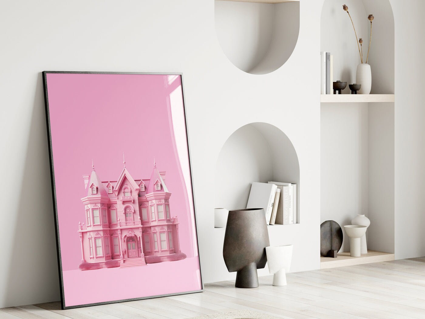 Doll Dream House Print, Retro Art Doll Poster, Preppy Pink Print ...