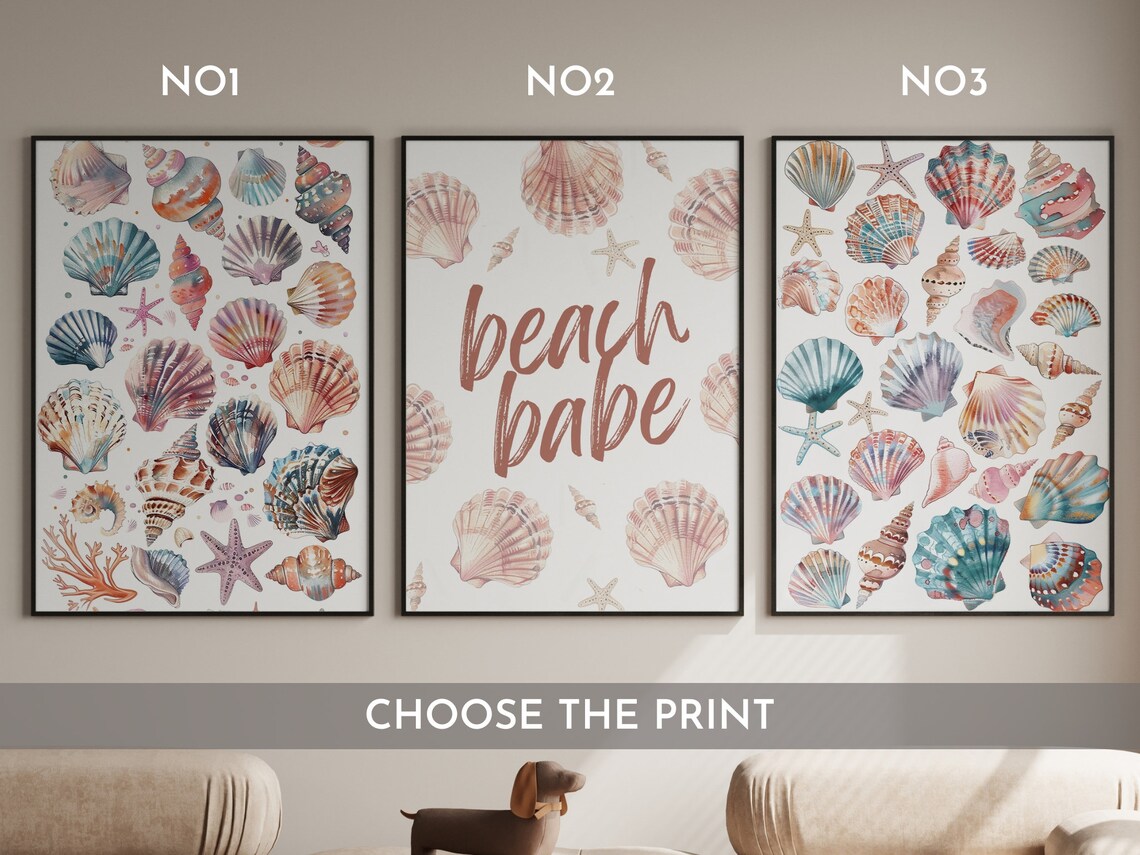 Summer Shell Print, Beach Babe Print, Seashells Print, Coastal Wall Art ...