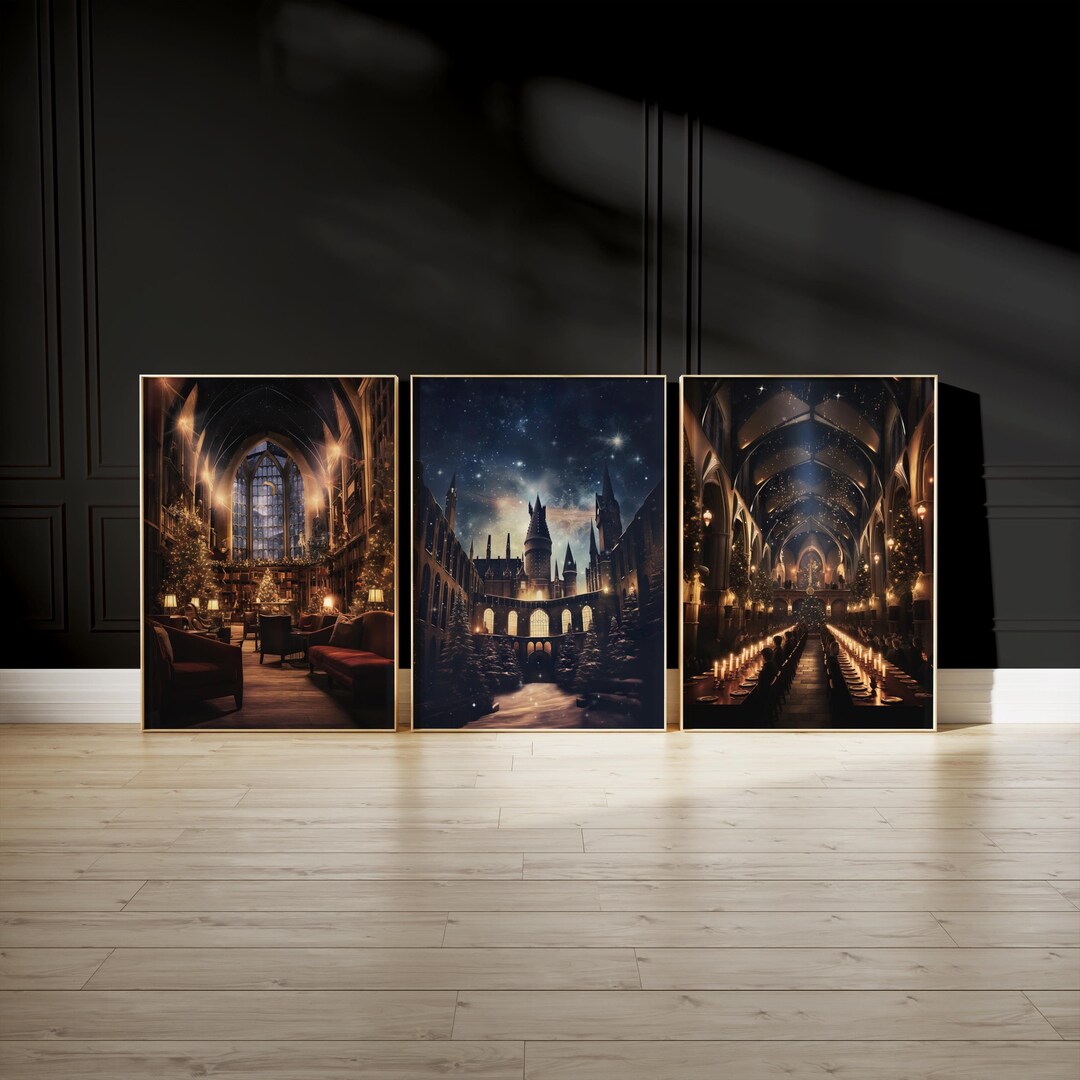 Magical Castle Poster, Enchanted School Wall Art, Fantasy Wizard Print ...