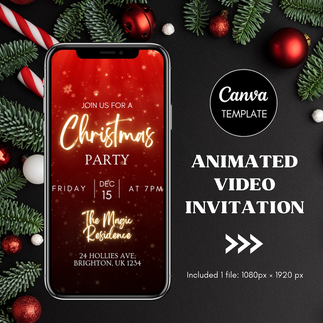 Digital Christmas Party Invitation, Editable Christmas Party Invite ...