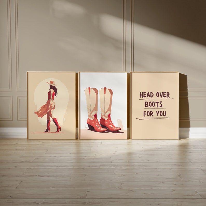 Cowboy Boot Print, Minimalist Western Wall Art, Modern Cowgirl Poster ...