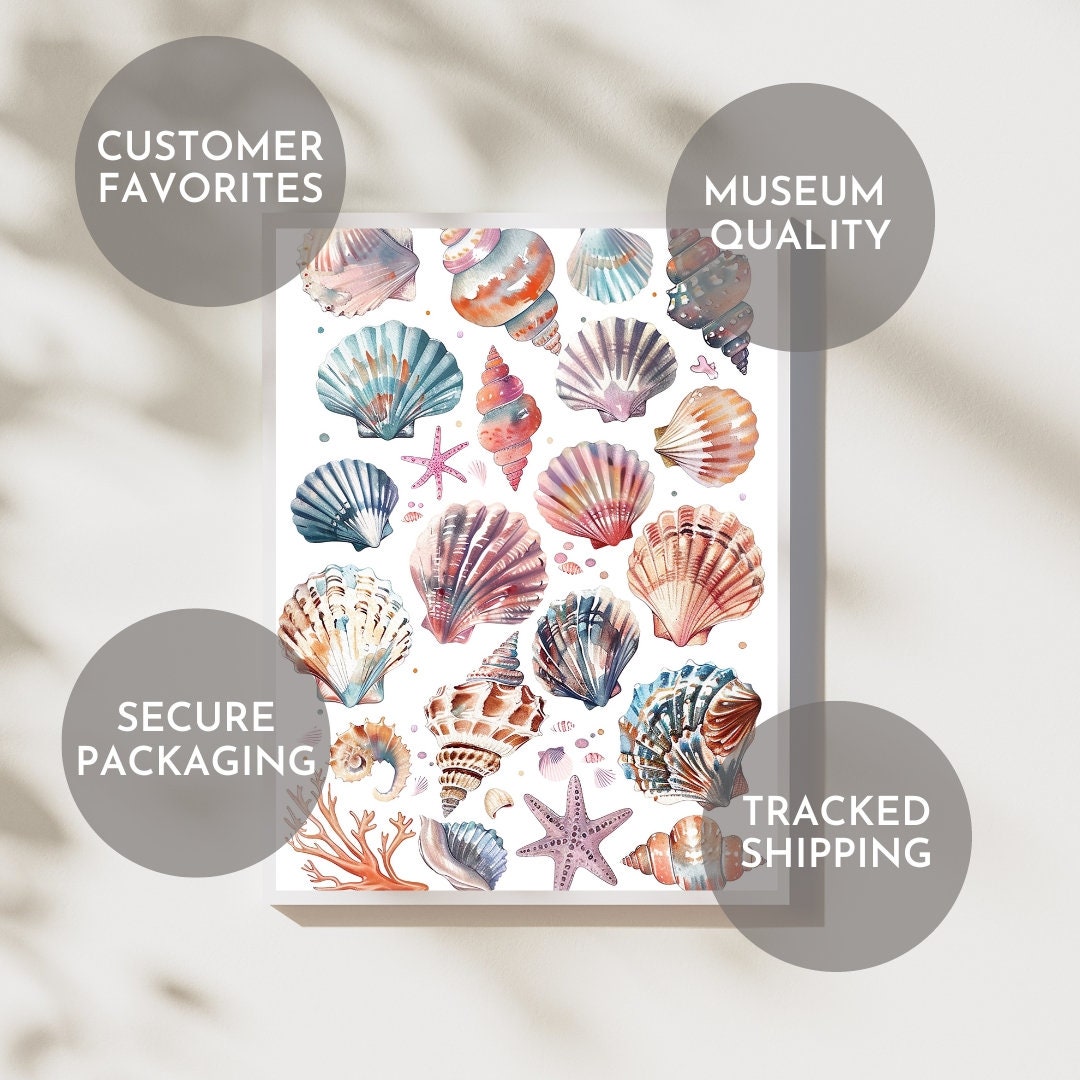 Summer Shell Print, Beach Babe Print, Seashells Print, Coastal Wall Art ...
