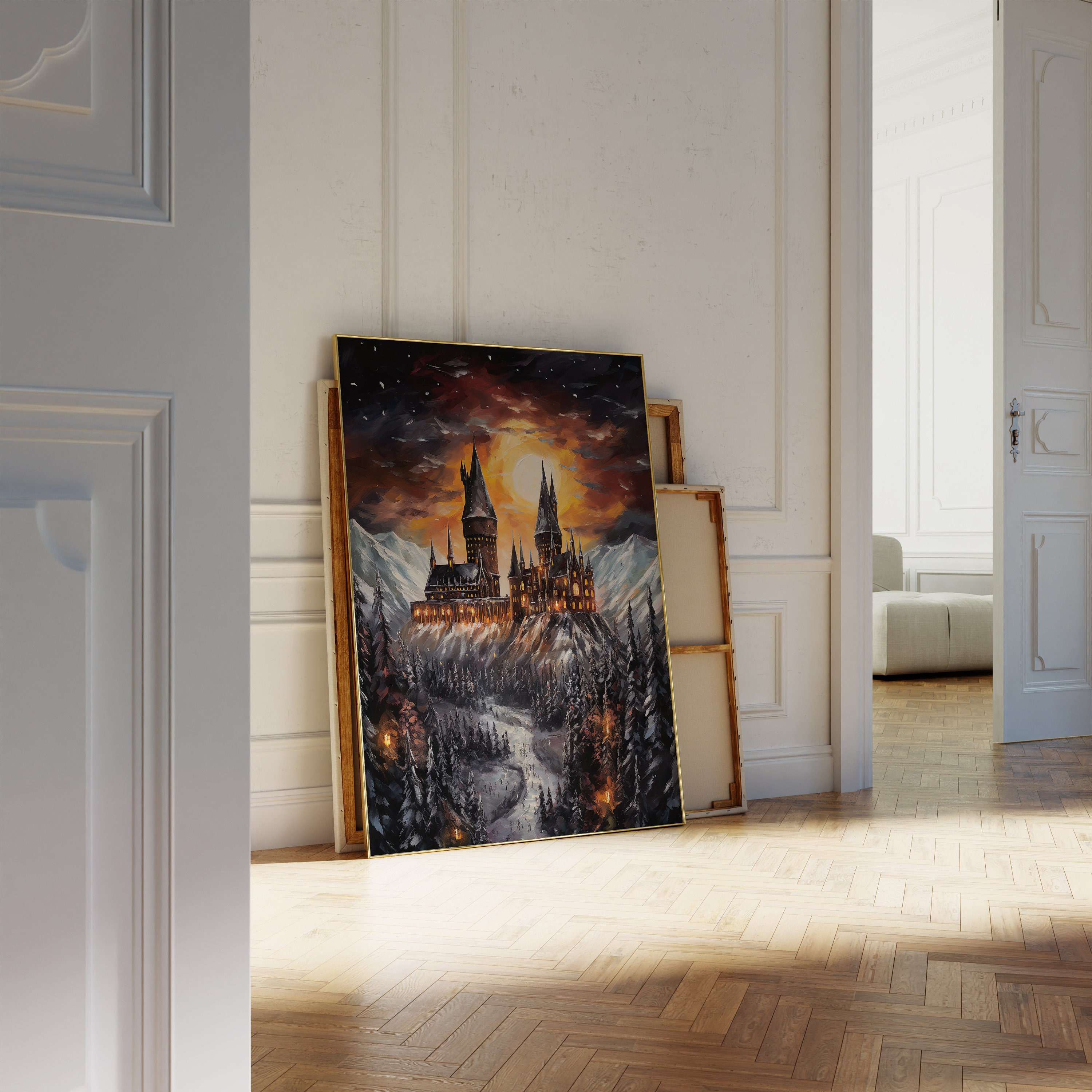 Wizarding Inspired Painting Poster, HP Wall Art, Mystical Castle Print ...