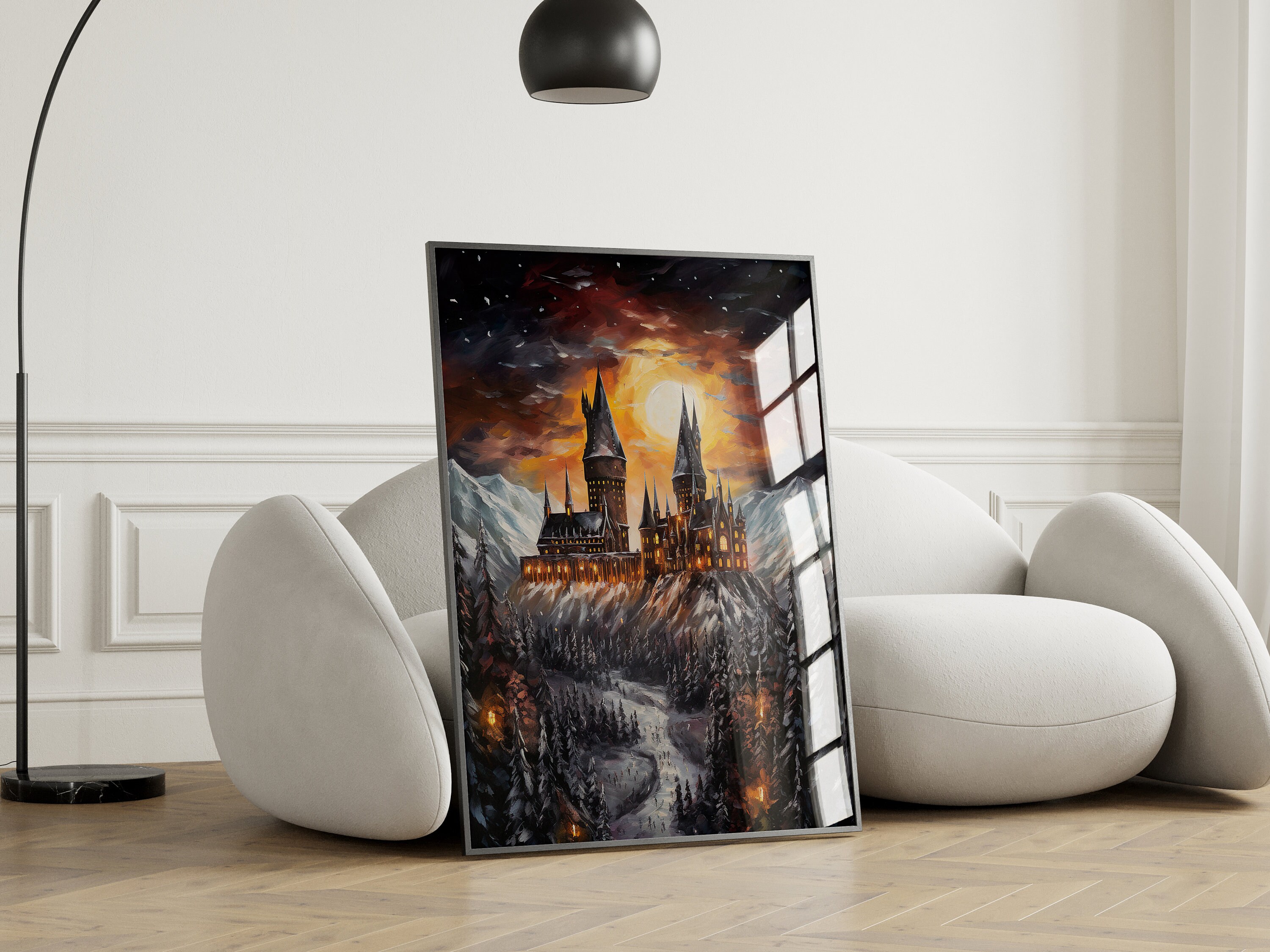 Wizarding Inspired Painting Poster, HP Wall Art, Mystical Castle Print ...