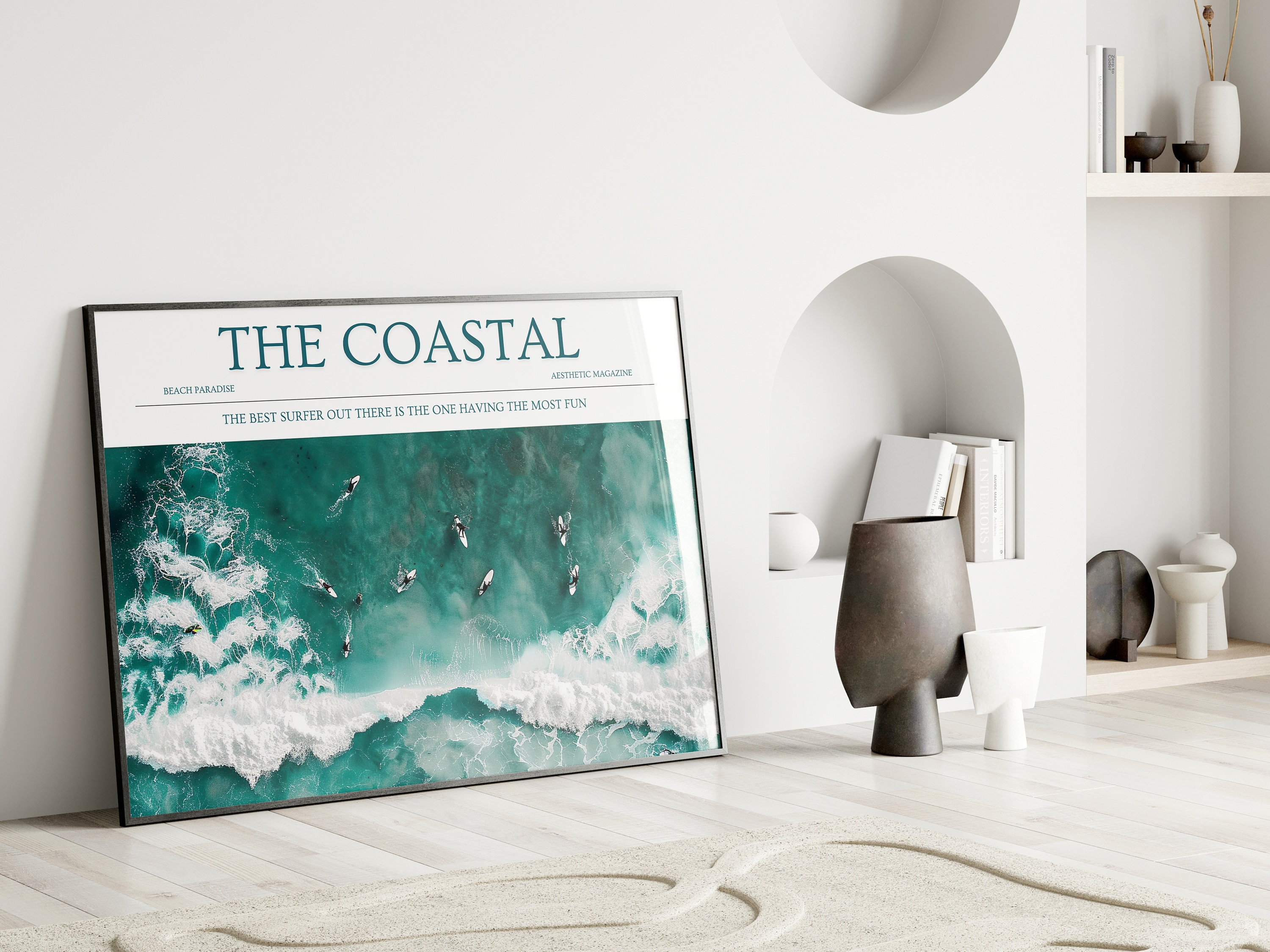 Blue Coastal Surf up Wall Art, Vintage Newspaper Print, Chic Beach ...