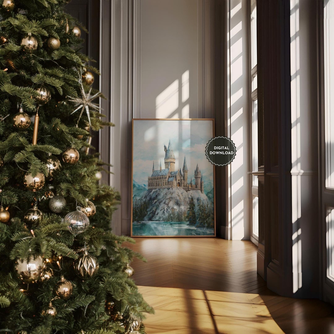 Winter Frozen Wizard Castle Print, Christmas Painting, Winter Poster ...