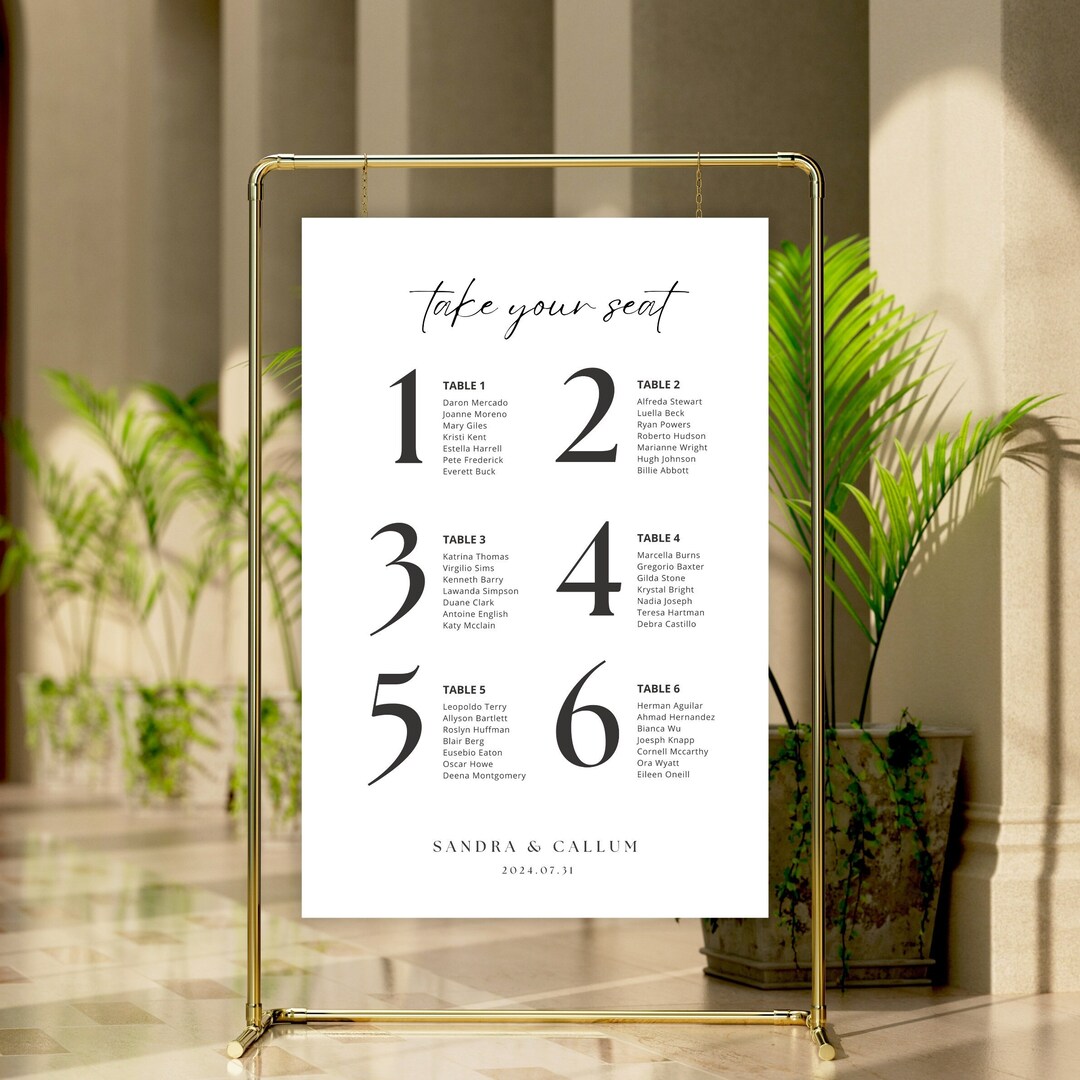Wedding Seating Chart Template, Modern Wedding Seating Chart, Take Your ...