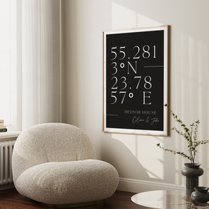 Custom Location Coordinates Print, Custom Location Coordinates Sign ...