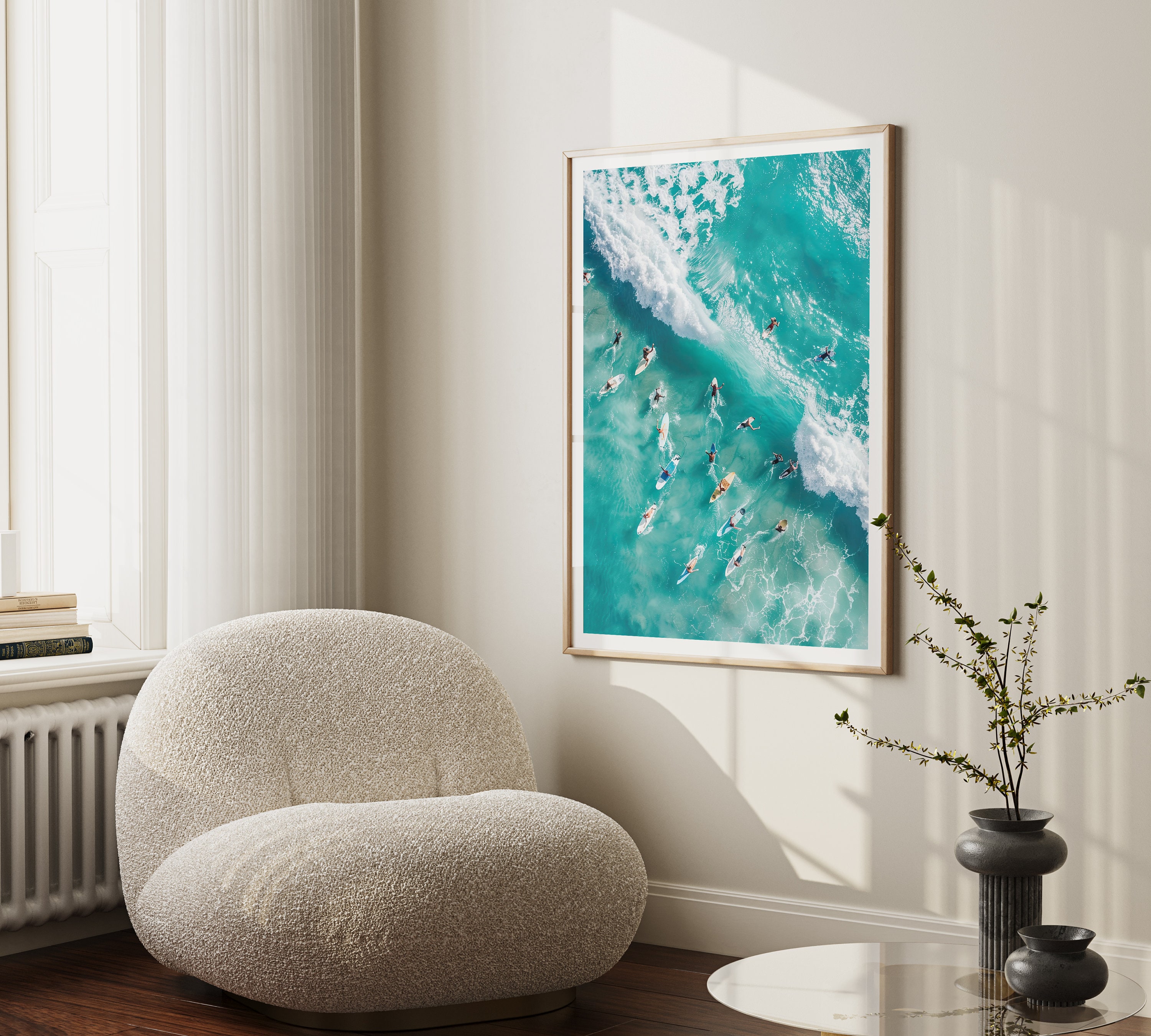 Aerial Surfers Poster, Surf Wall Art, Aerial View, Aerial Surf, Surfing ...