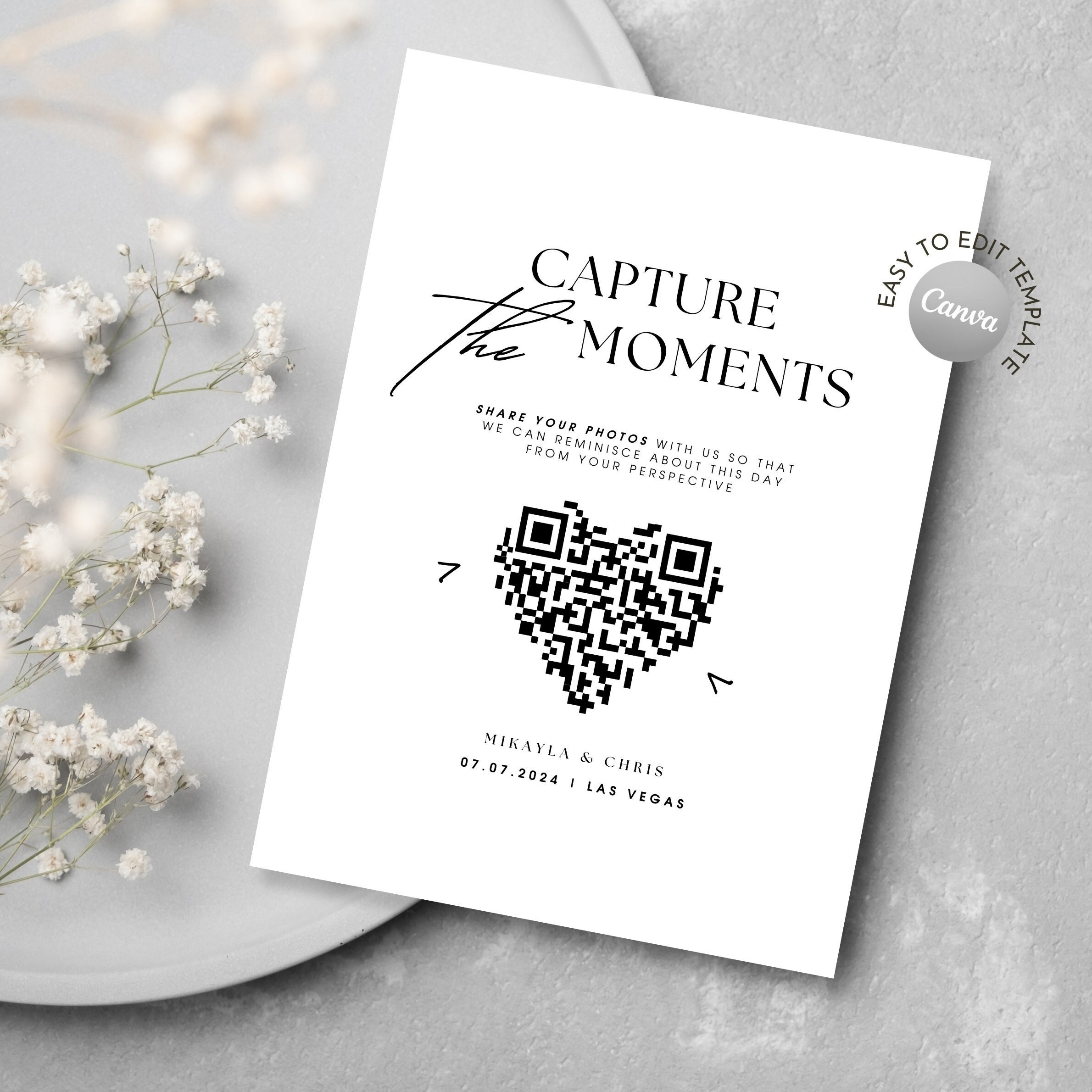 Social Media Wedding Sign, QR Code for Photo Sharing Wedding, Capture ...