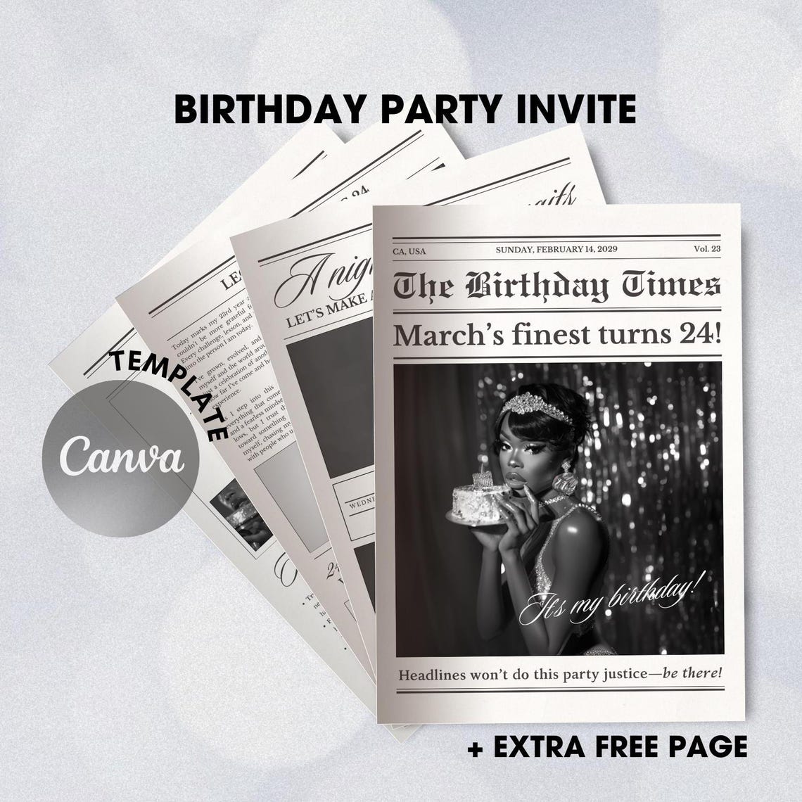 Birthday Newspaper Template, Custom Newspaper Large, the Birthday Times ...