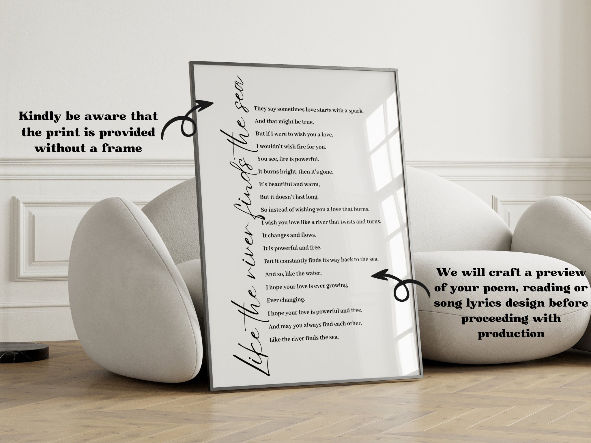 Personalised Poem Print, Custom Text Print Wall Art, Customisable Poem ...