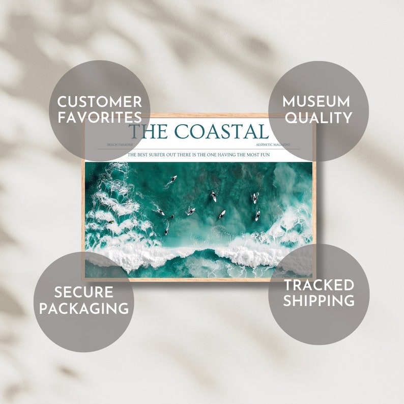 Blue Coastal Surf up Wall Art, Vintage Newspaper Print, Chic Beach ...