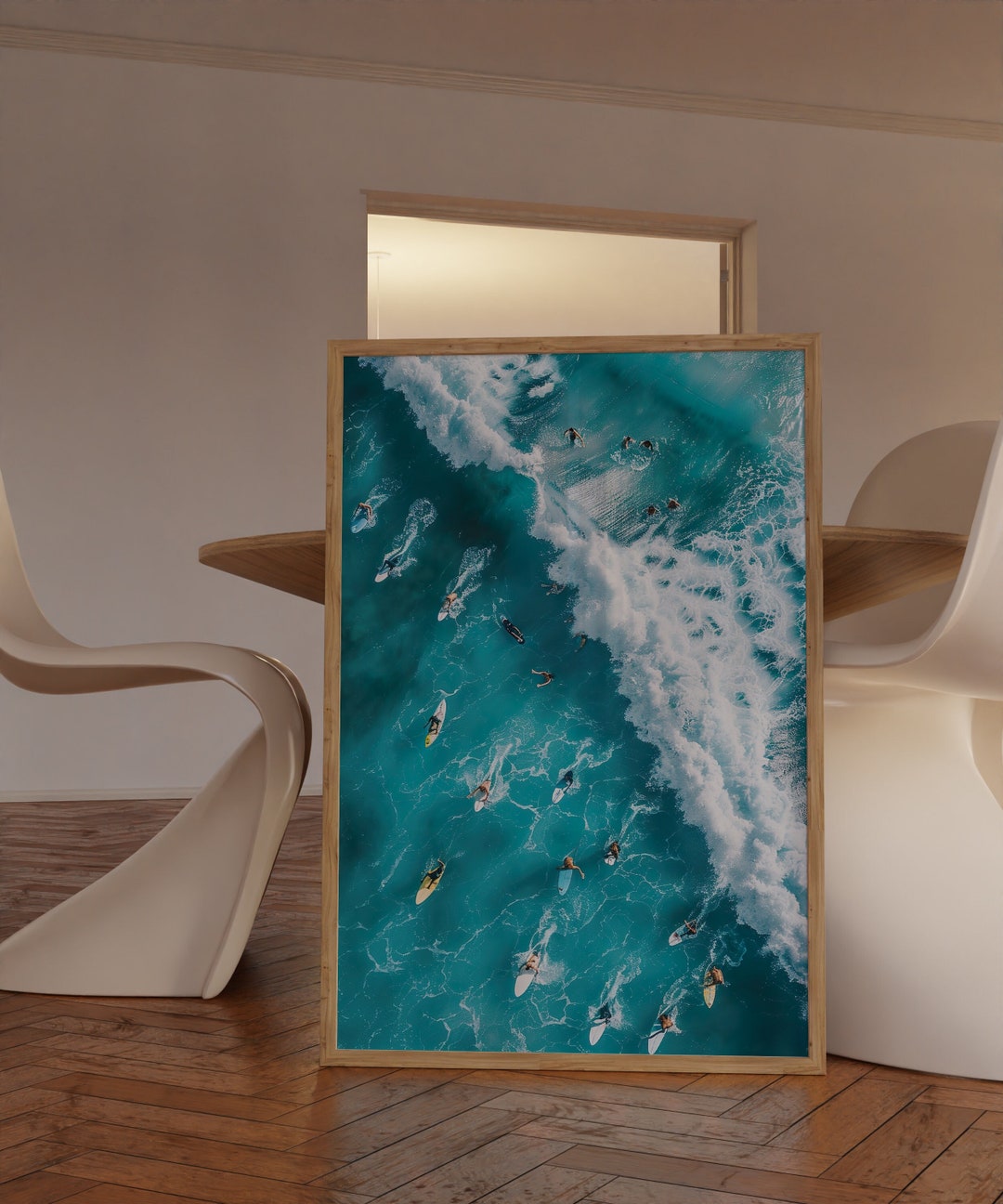 Aerial Surfers Poster, Surf Wall Art, Aerial View, Aerial Surfers ...