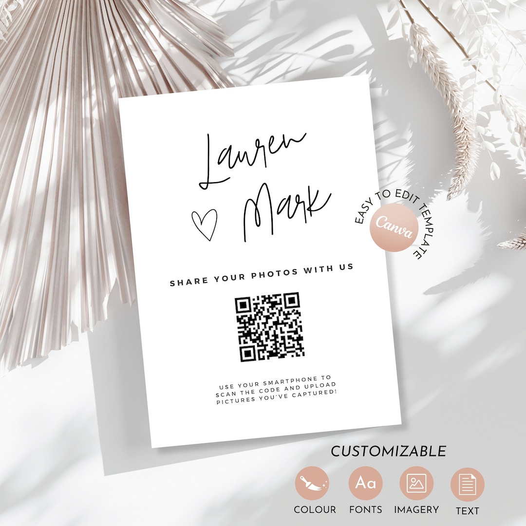 Wedding QR Code Sign, Social Media Wedding Sign, Personalised Wedding ...
