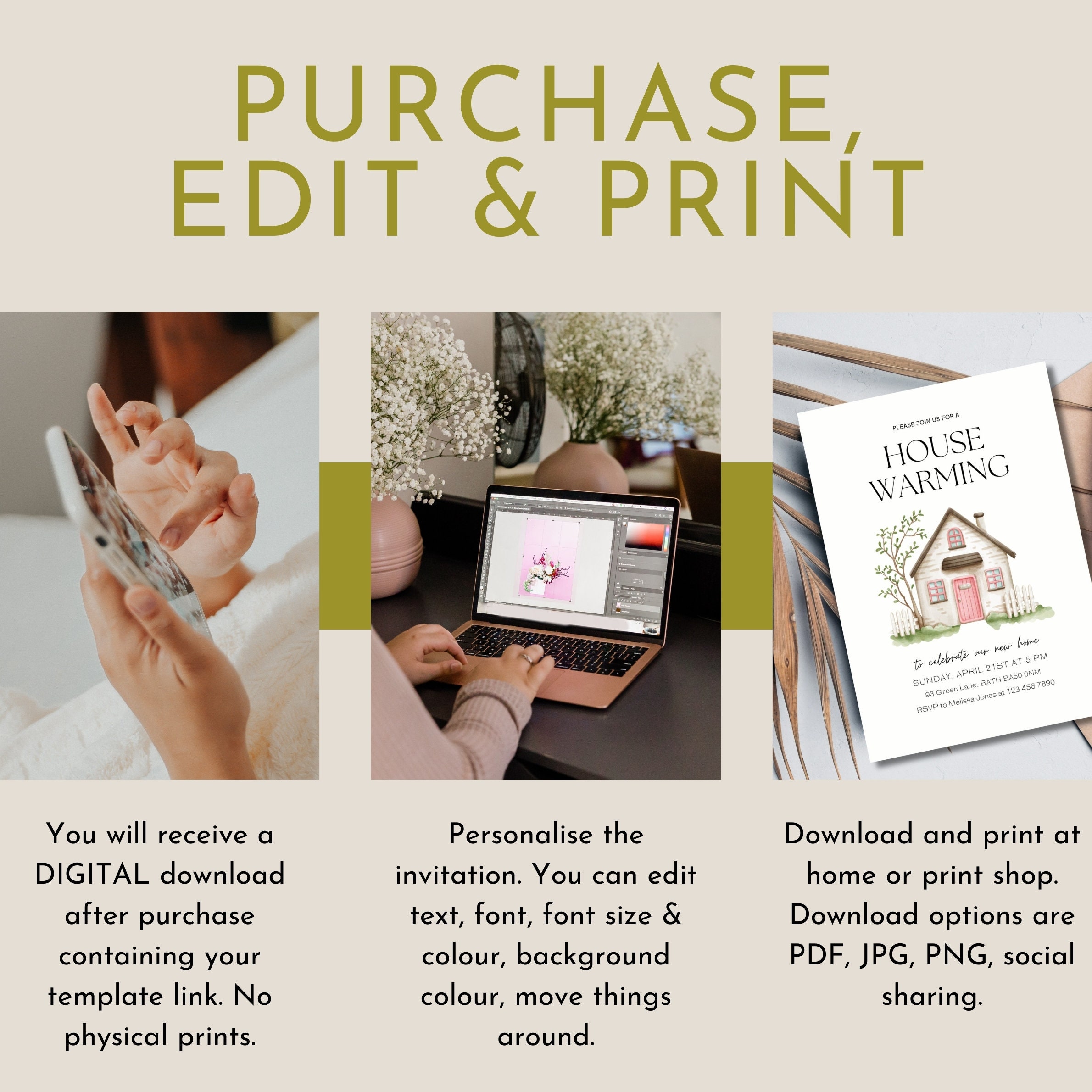 Editable House Warming Invitation, House Warming Party, Minimal ...