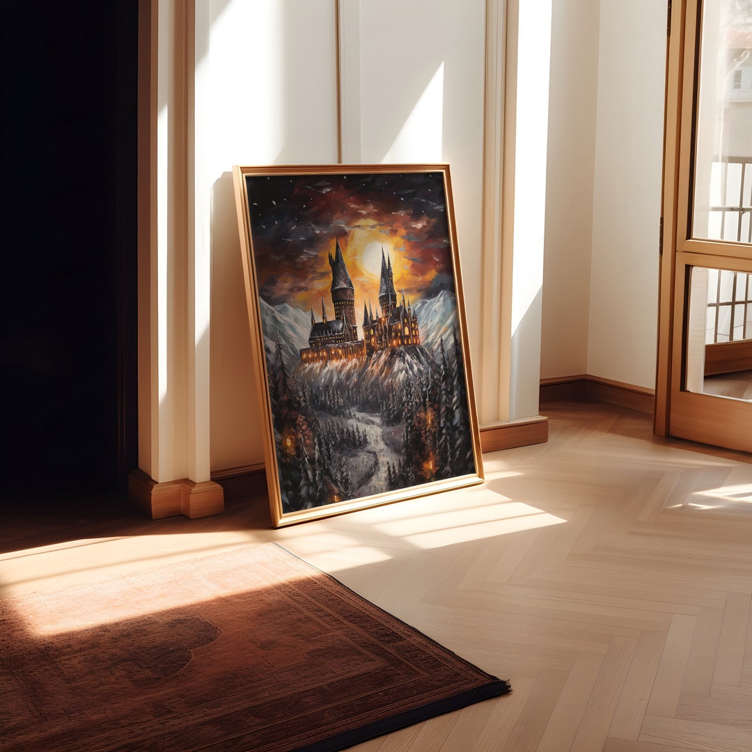 Wizarding Inspired Painting Poster, HP Wall Art, Mystical Castle Print ...