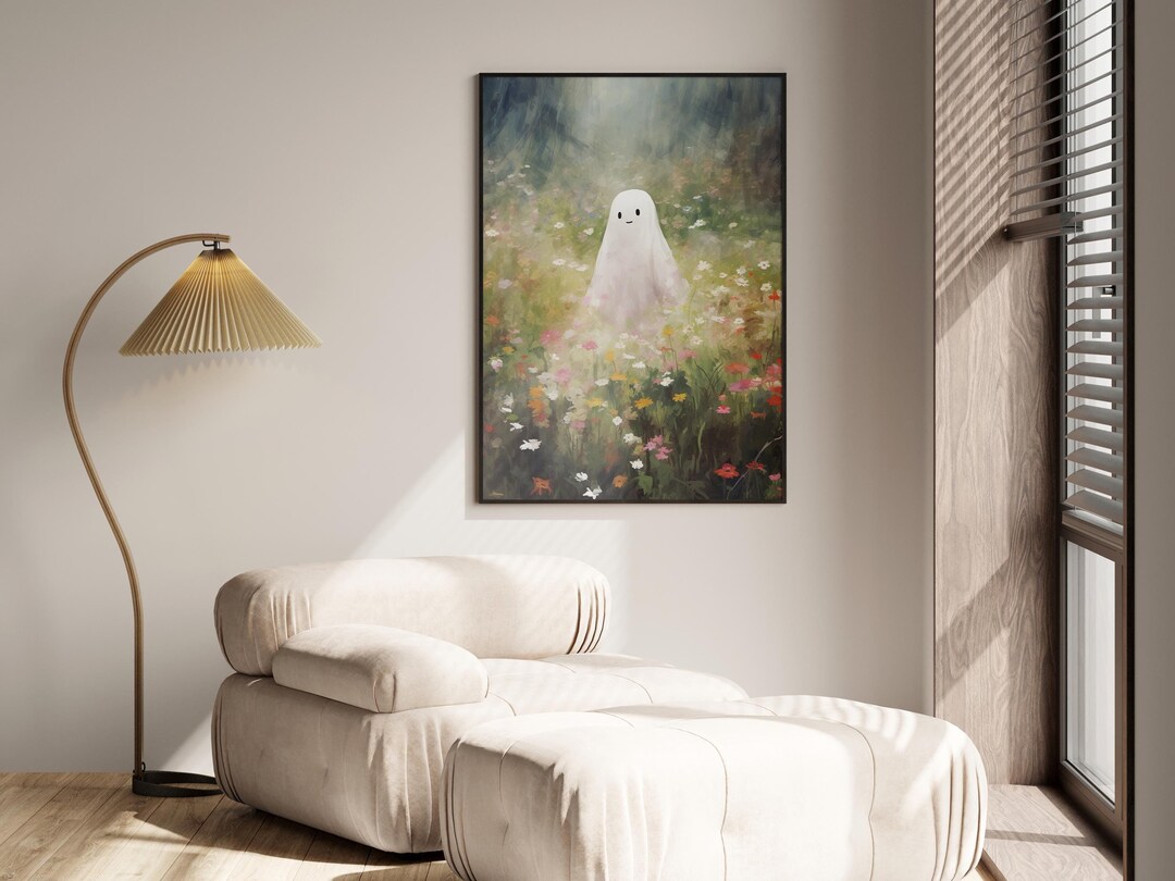 Cute Ghost in a Flower Field Print, Halloween Printable Poster ...