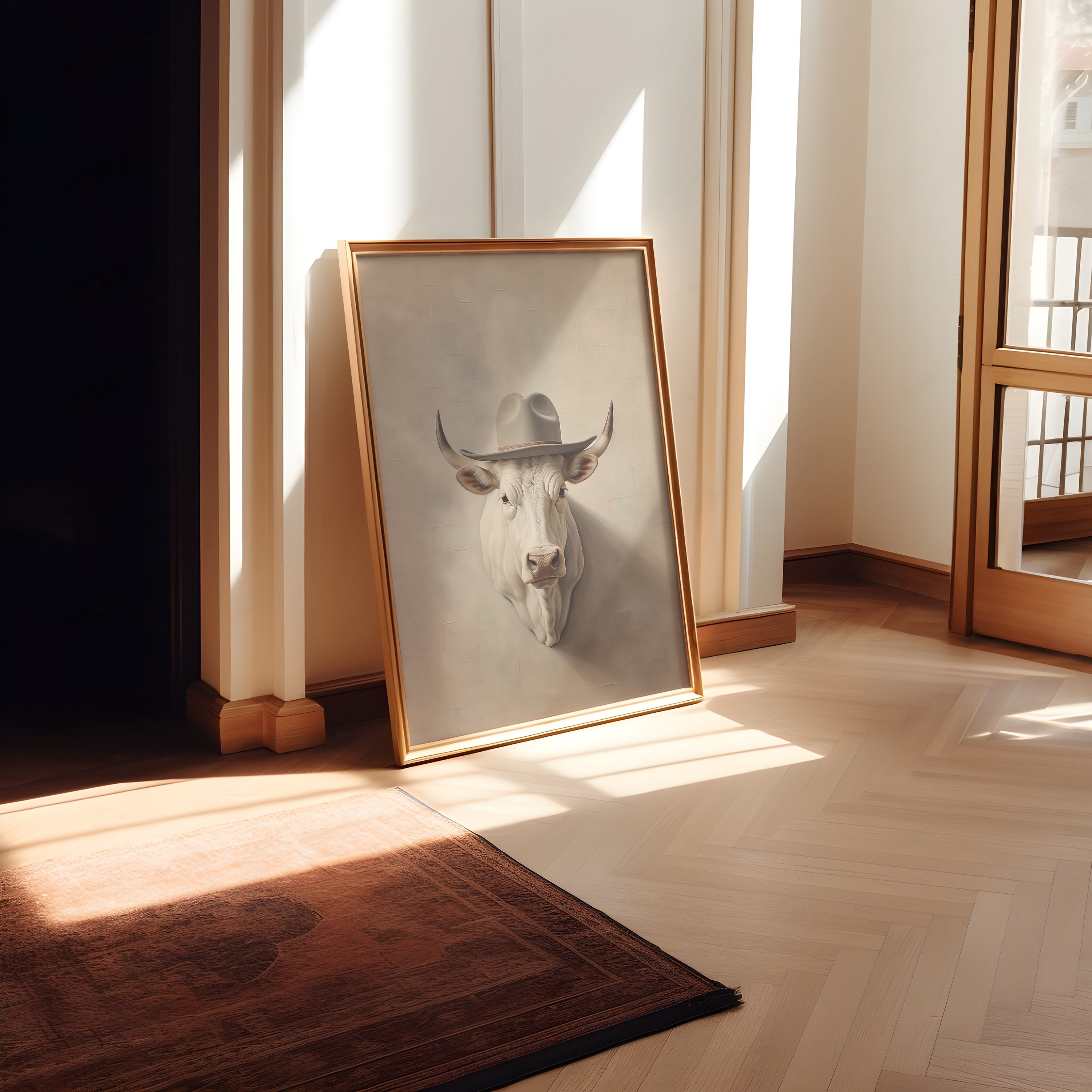 Western Wall Art Printable, Cowboy Hat Poster, Highland Cow, Minimalist ...