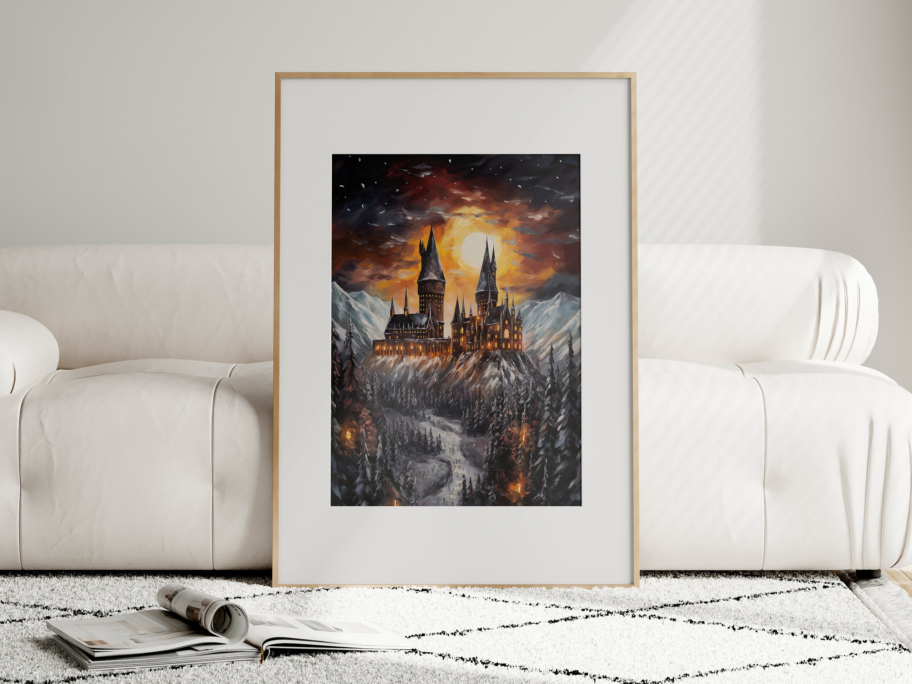 Wizarding Inspired Painting Poster, HP Wall Art, Mystical Castle Print ...