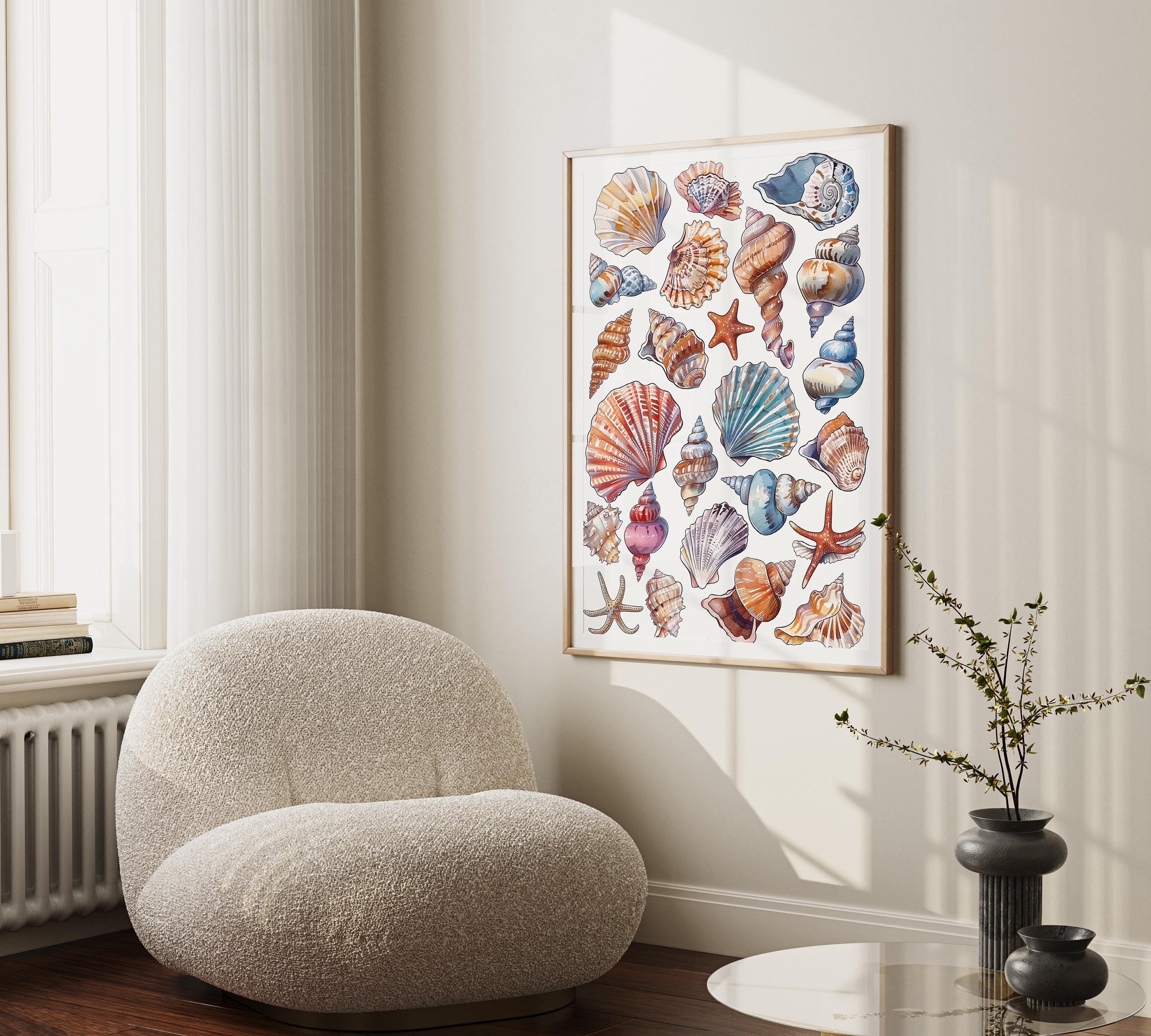 Seashells Art Printable, Seashells Art, Coastal Cowgirl Aesthetic Print ...