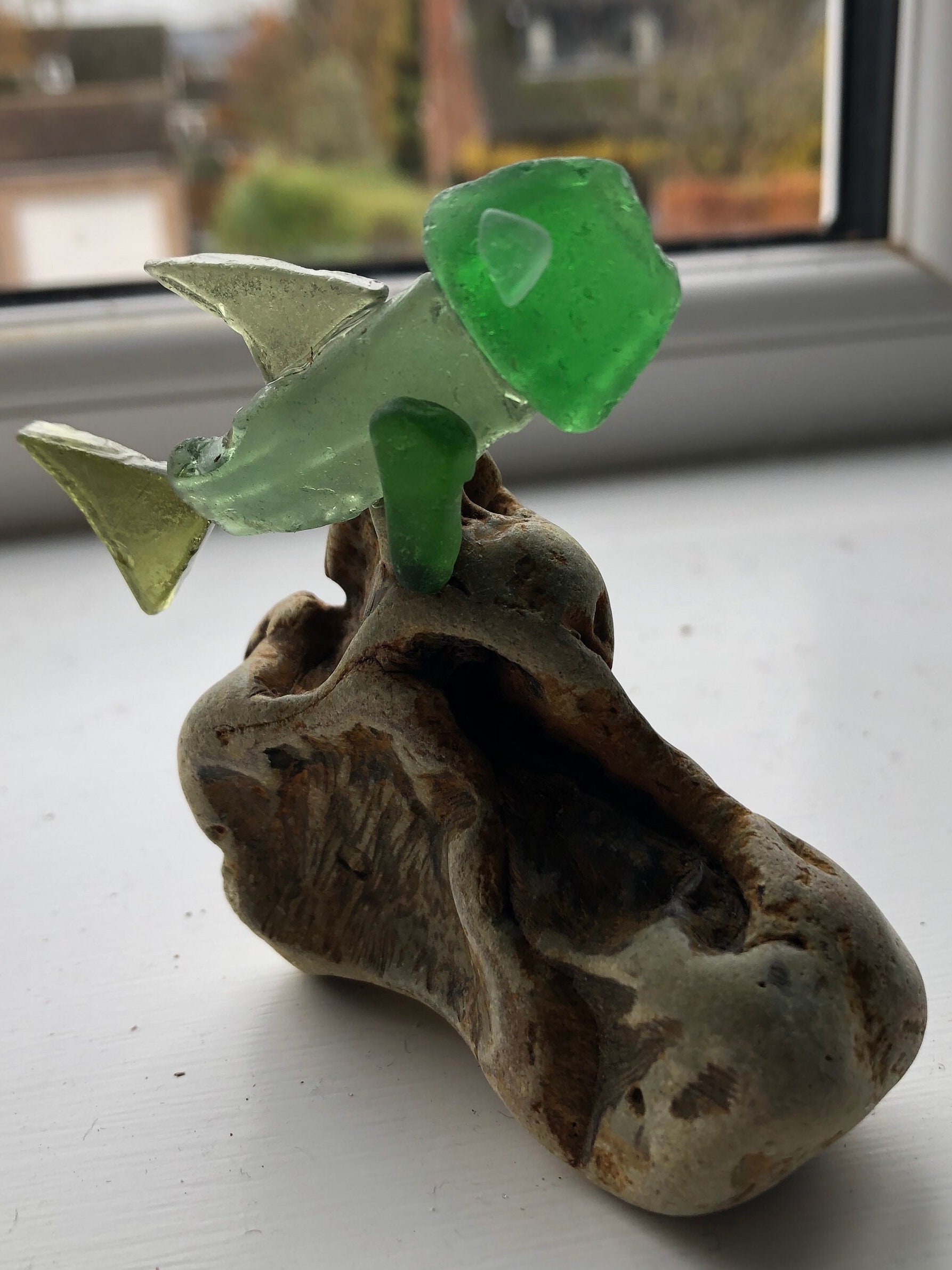 Sea-glass leaping Fish Sculpture - Etsy