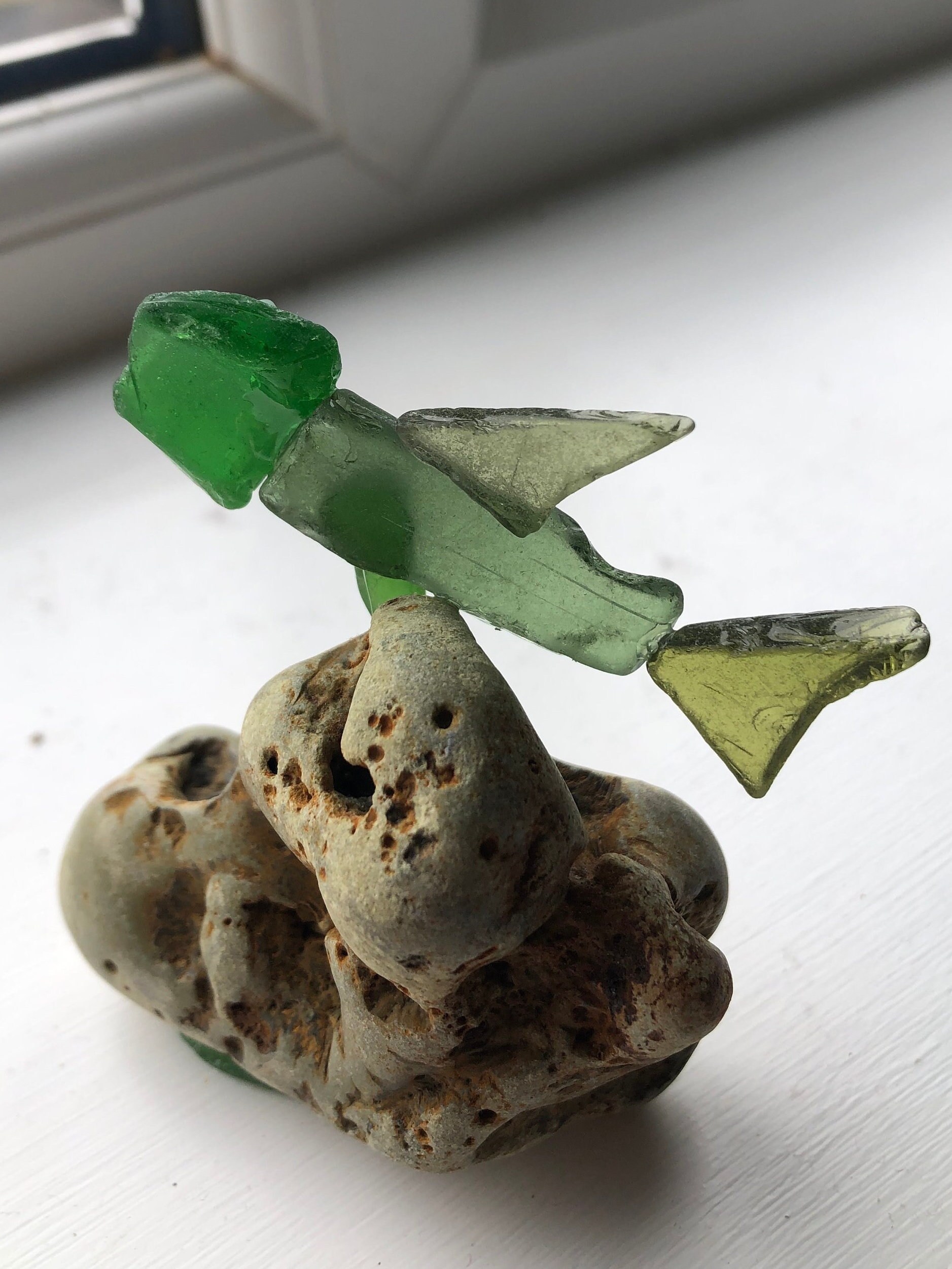 Sea-glass leaping Fish Sculpture - Etsy