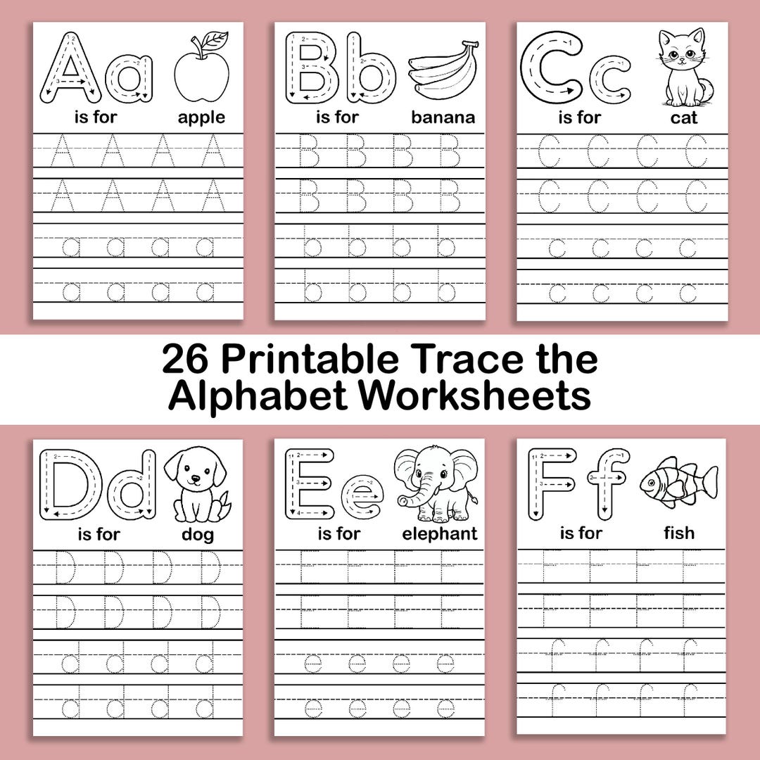 26 Printable Trace the Alphabet Worksheets - Etsy