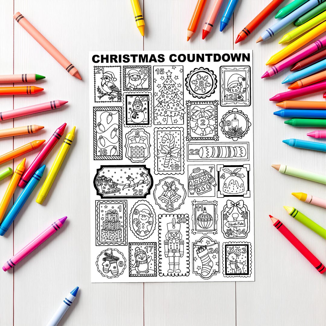 Christmas Countdown Colouring Page – Advent Calendar Printable for Kids ...