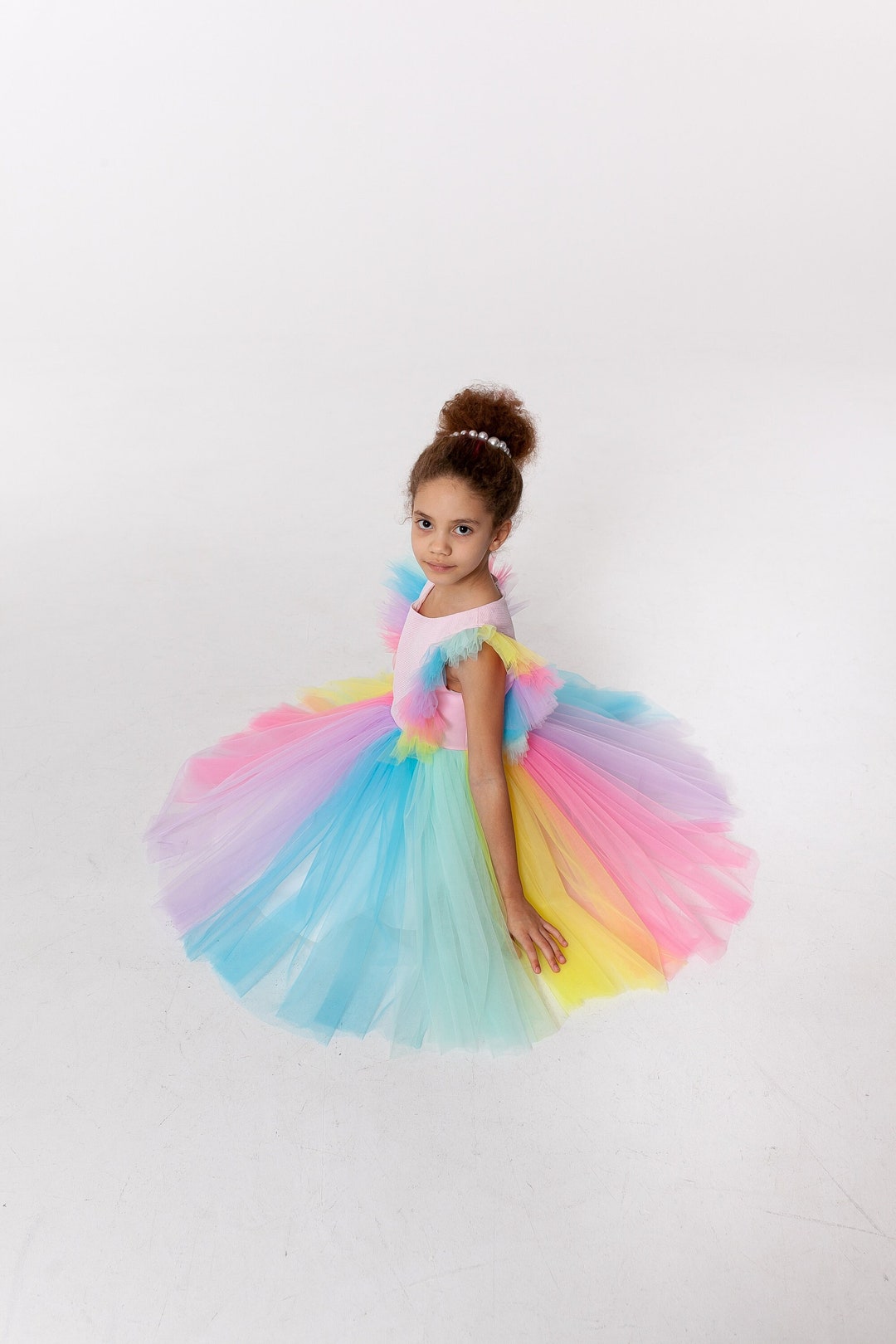 Unicorn Girl Dress Multi Colour Kids Dress Rainbow Girl - Etsy