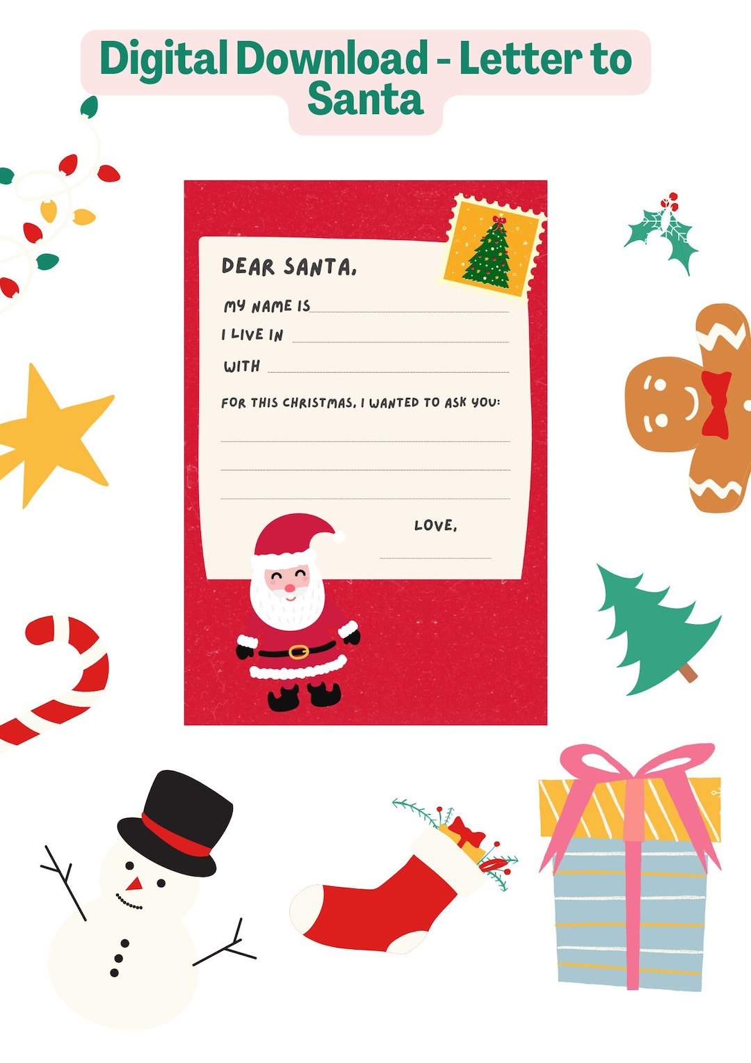 Letter to Santa Dear Santa Christmas List Christmas Wish - Etsy