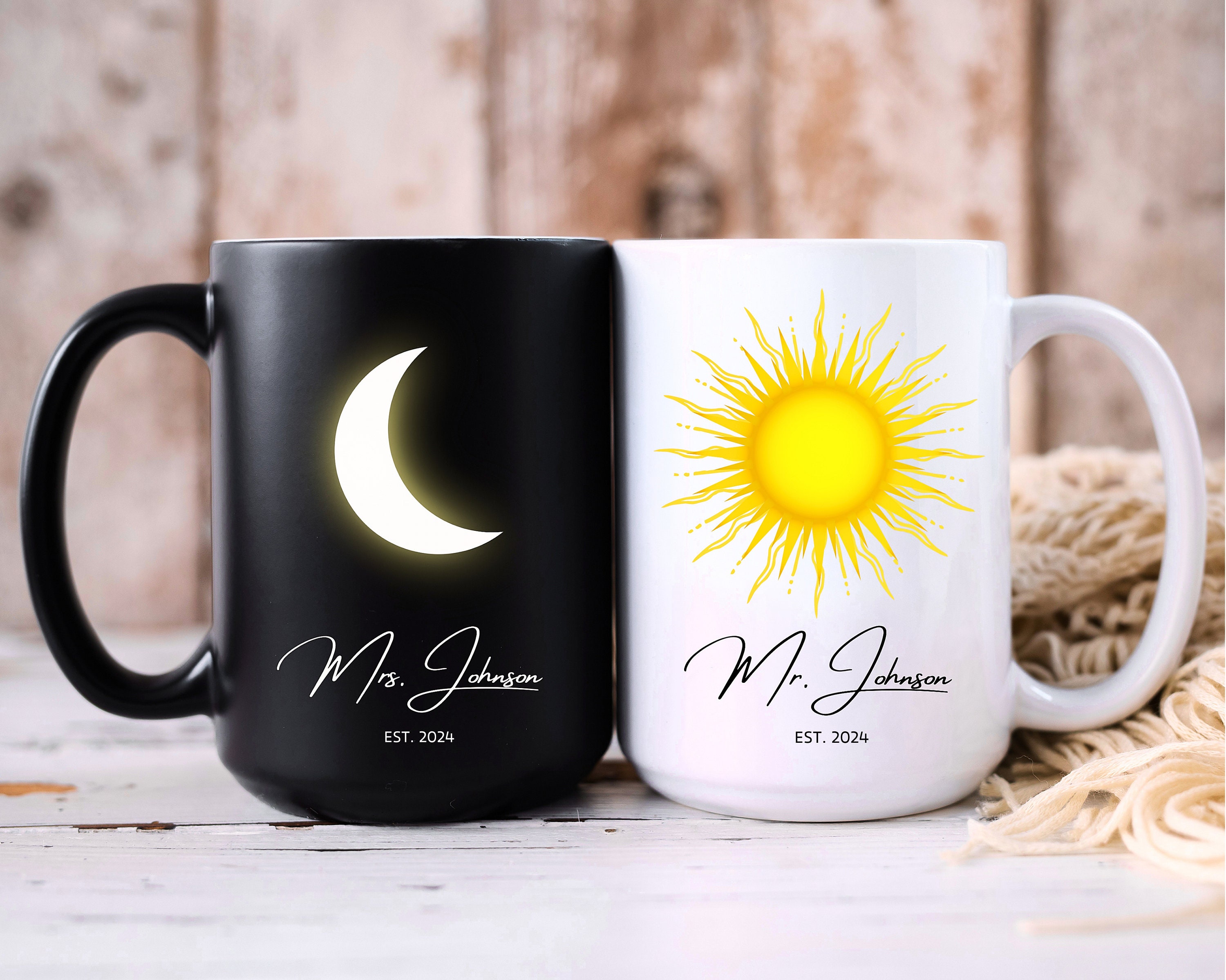 Custom Mr Sun & Mrs Moon Coffee Mugs, Sun and Moon Lovers Gift, Gift ...