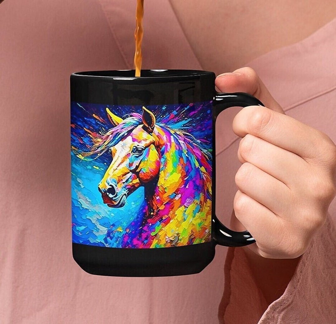Custom Horse Ceramic Cup, Horse Lover Coffee Mug, Personalized Name ...