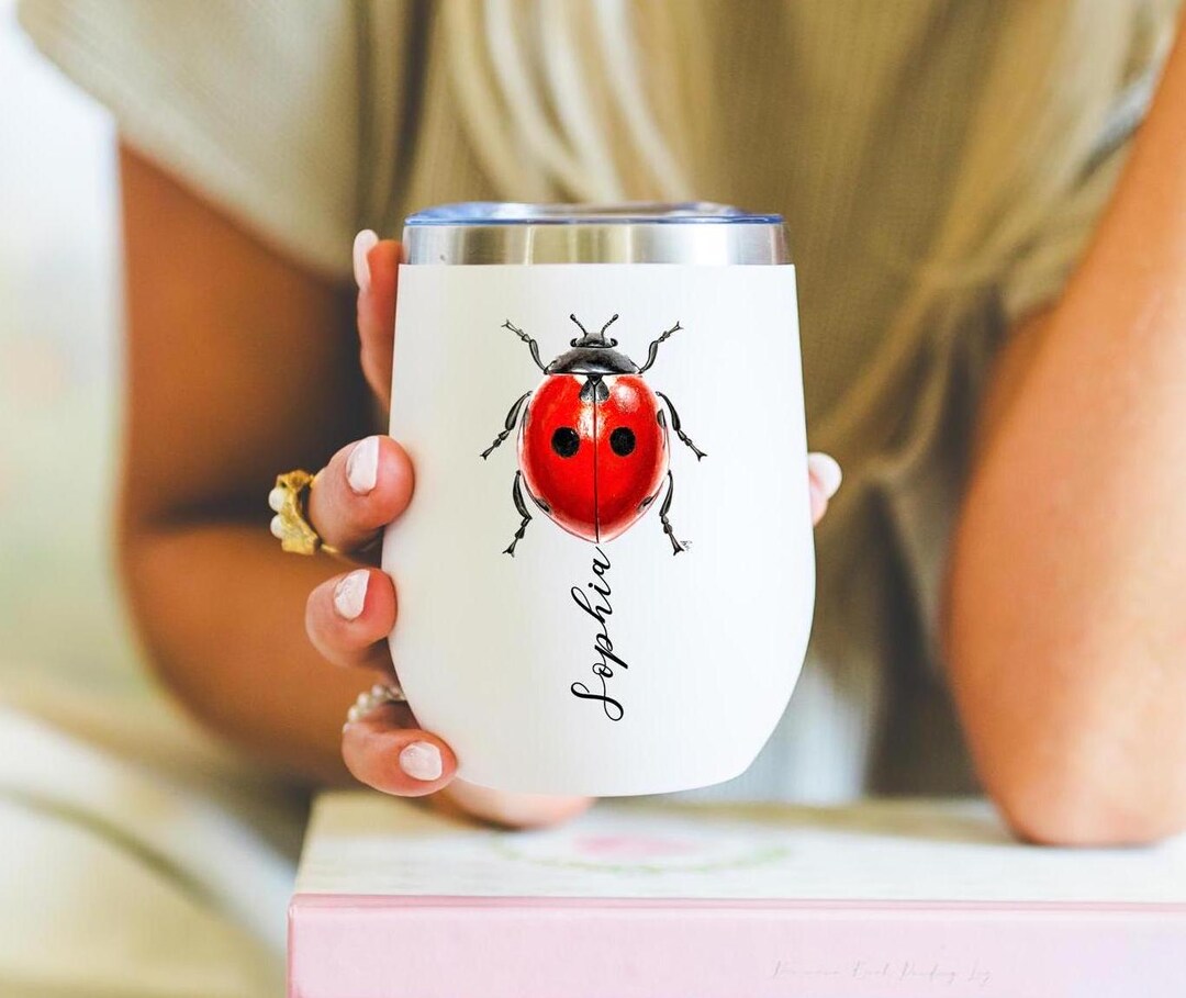 Personalized Ladybug Chill Wine Tumbler, Custom Name, Insulated ...