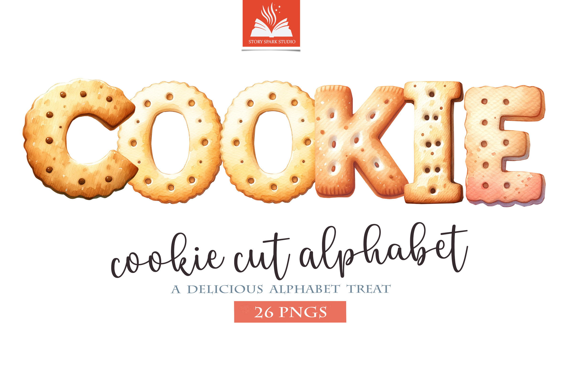 Delicious Cookie Alphabet Clipart Set, Digital Biscuit Pngs, Biscuit ...