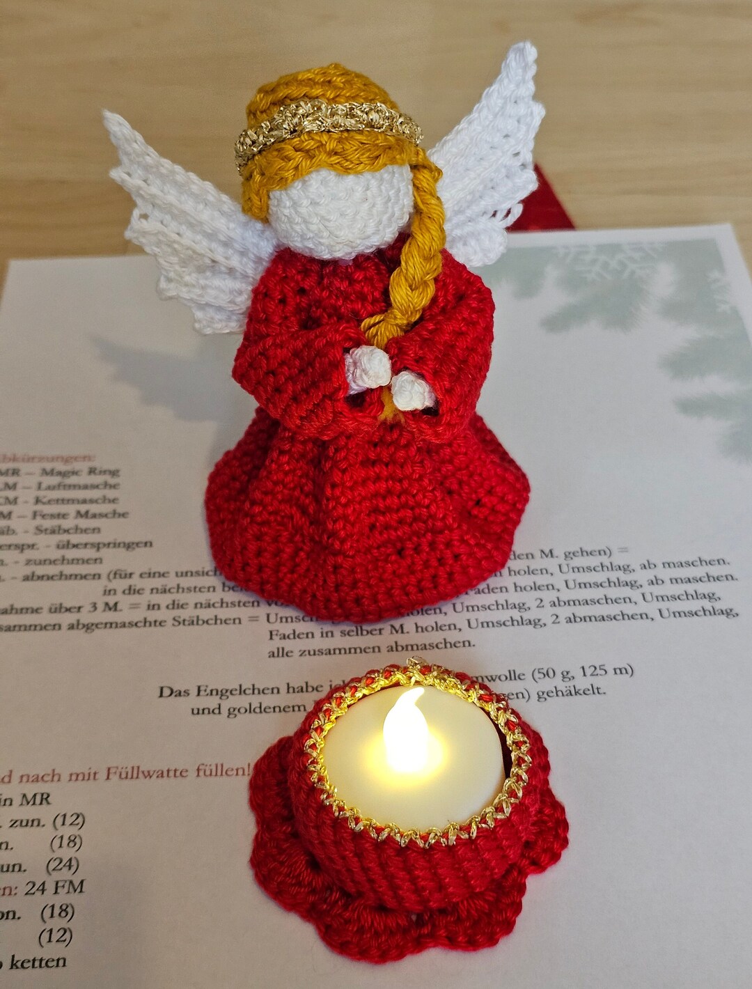 Crochet Pattern German Angel hope With Tea Light Holder - Etsy