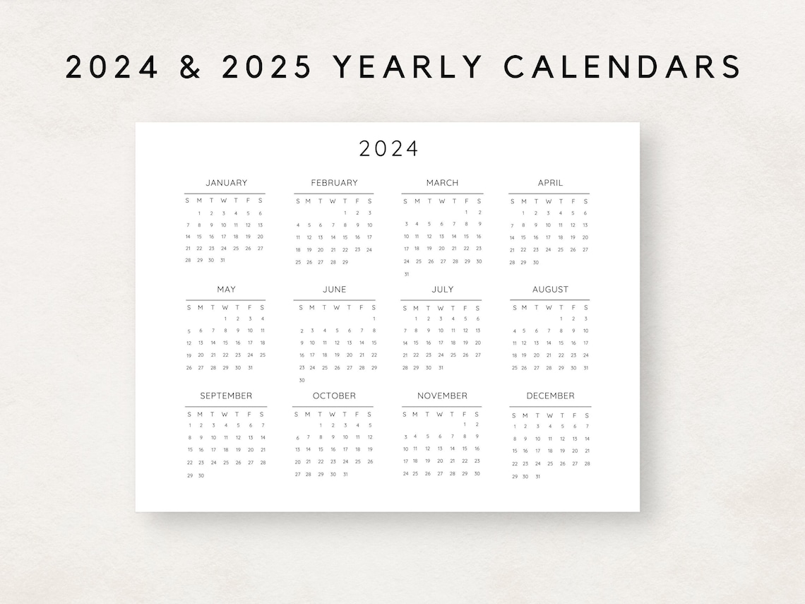 2024-2025 Yearly Calendar, Printable Calendar, 2024-2025 Calendar ...