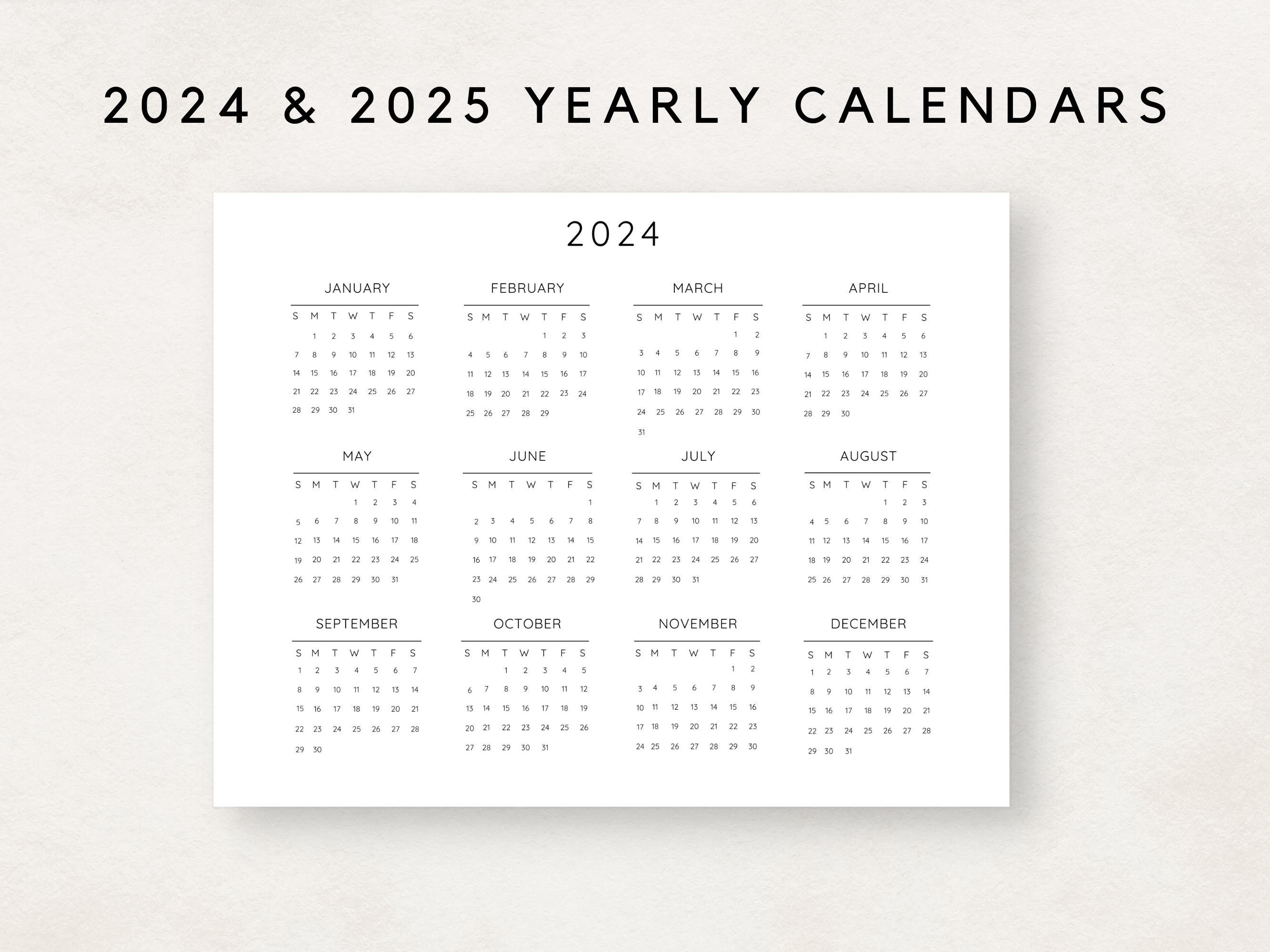 2024-2025 Yearly Calendar, Printable Calendar, 2024-2025 Calendar ...